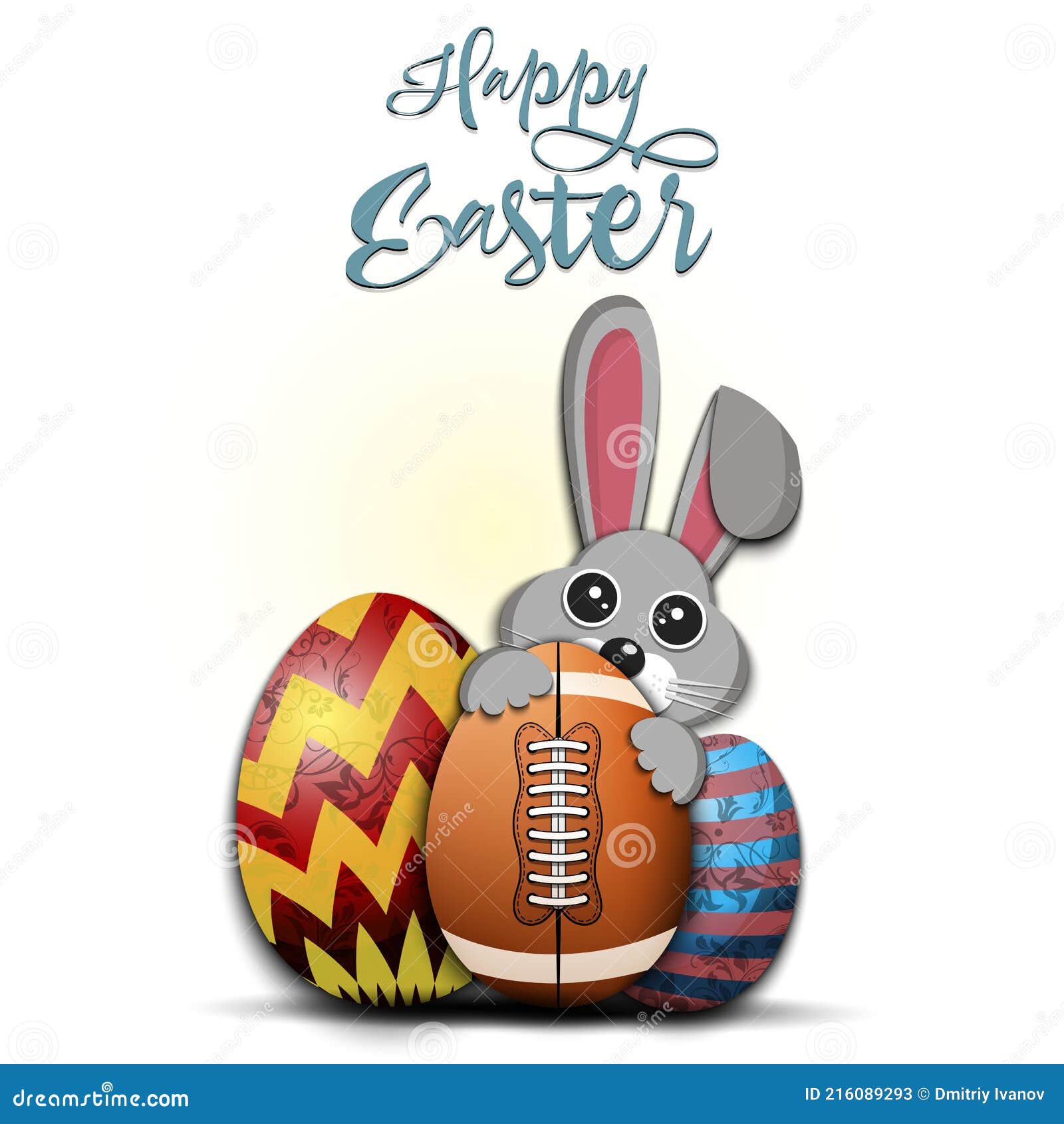 Happy Easter. Rabbit with Egg Shaped Football Ball Stock Vector ...