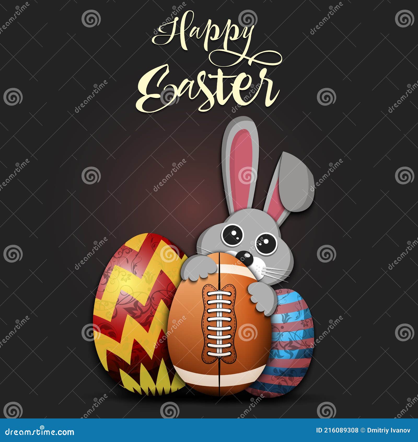 Happy Easter. Rabbit with Egg Shaped Football Ball Stock Vector ...