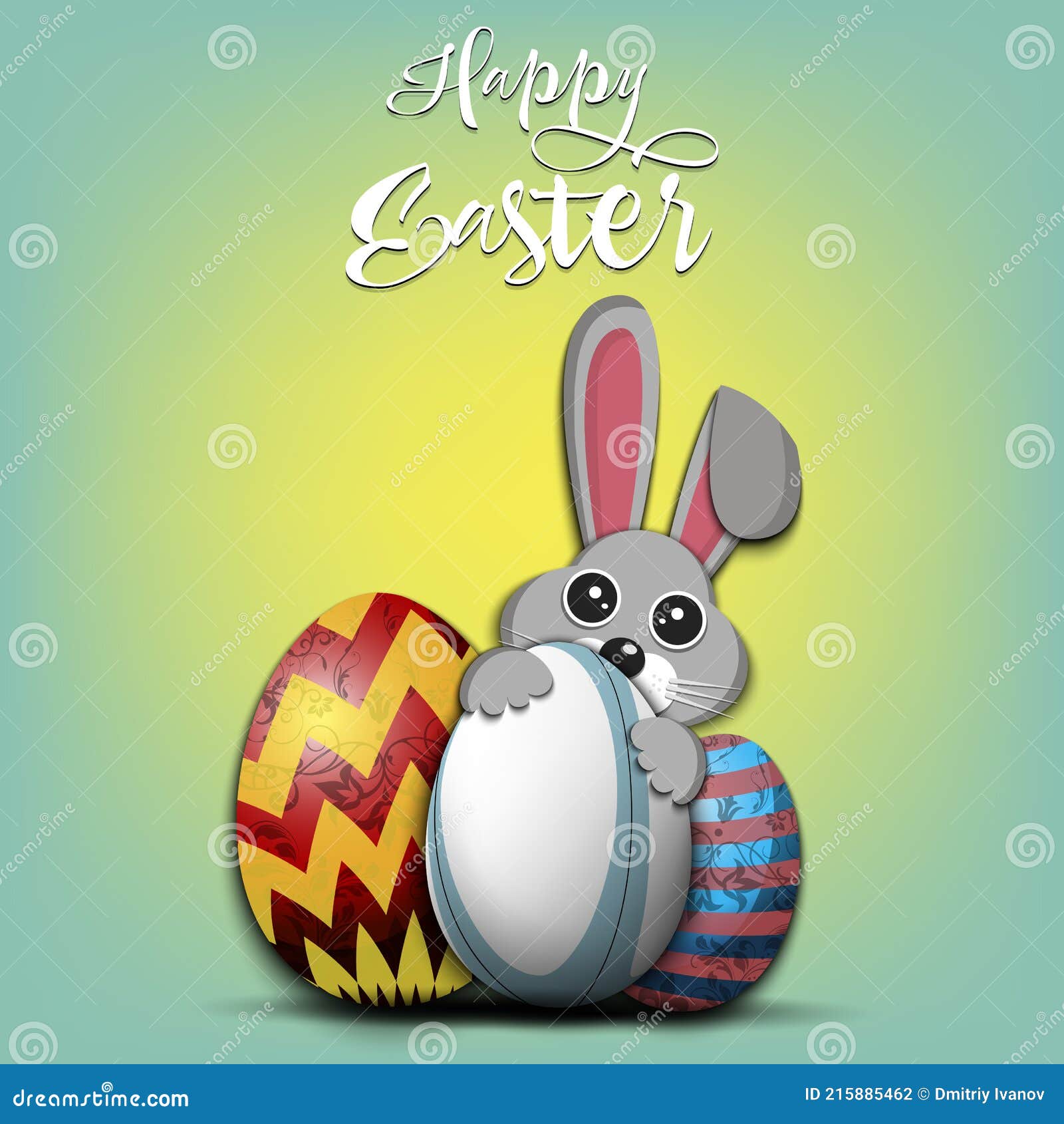 Happy Easter. Rabbit with Egg Shaped Rugby Ball Stock Vector ...