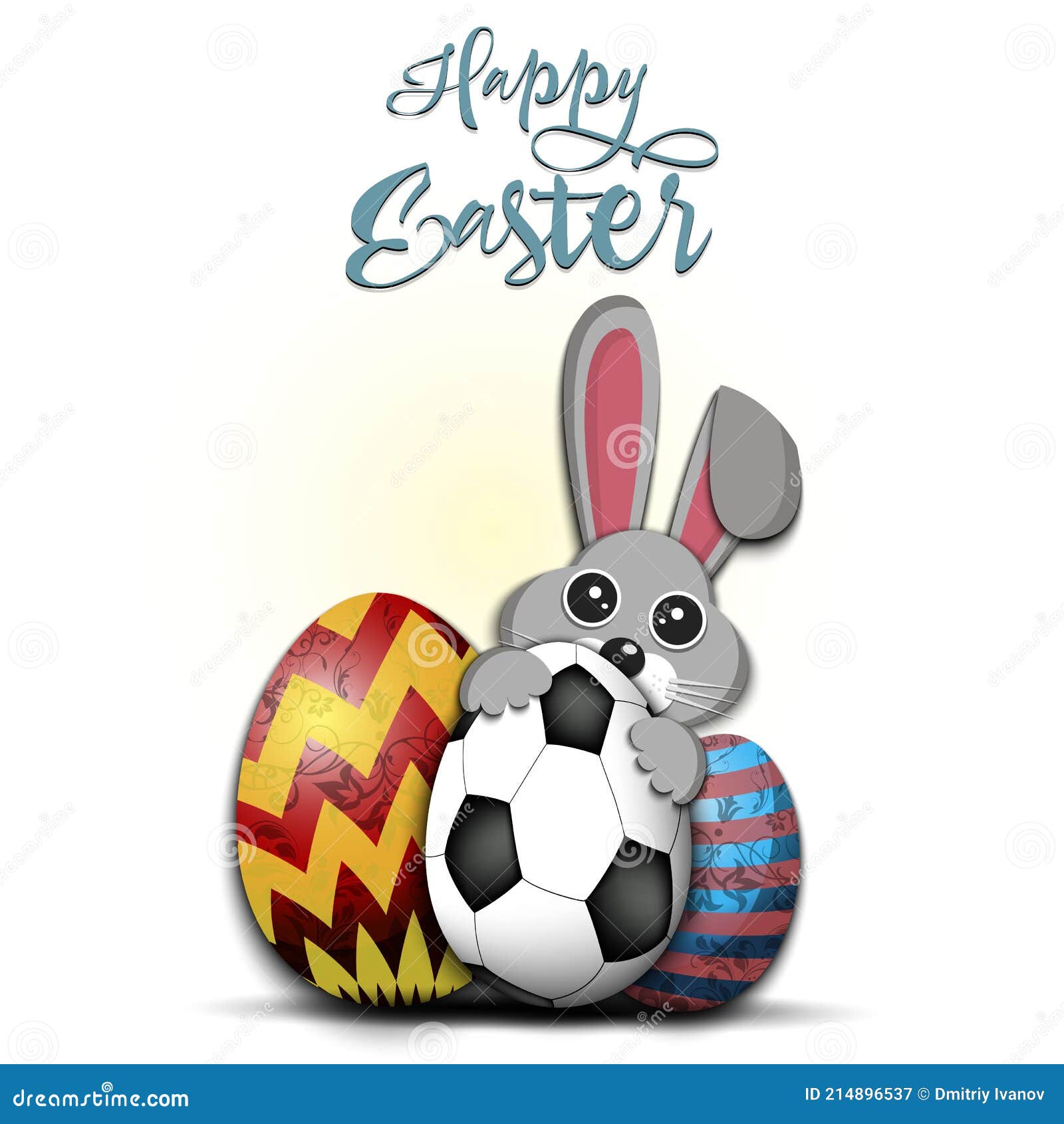 Happy Easter. Rabbit with Egg Shaped Soccer Ball Stock Vector ...