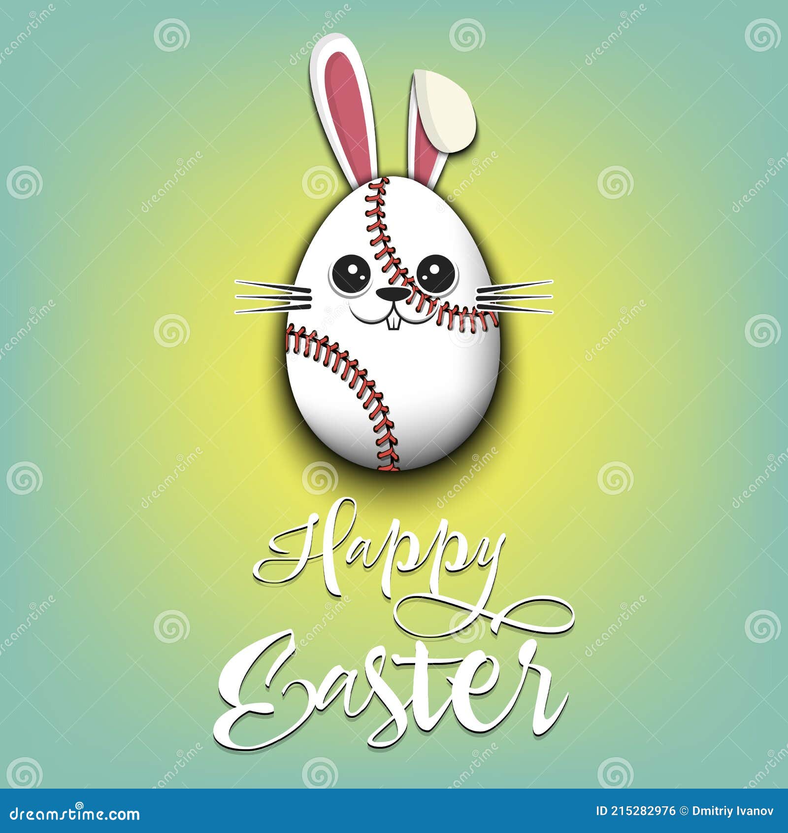 Happy Easter. Rabbit in the Form of Baseball Ball Stock Vector ...
