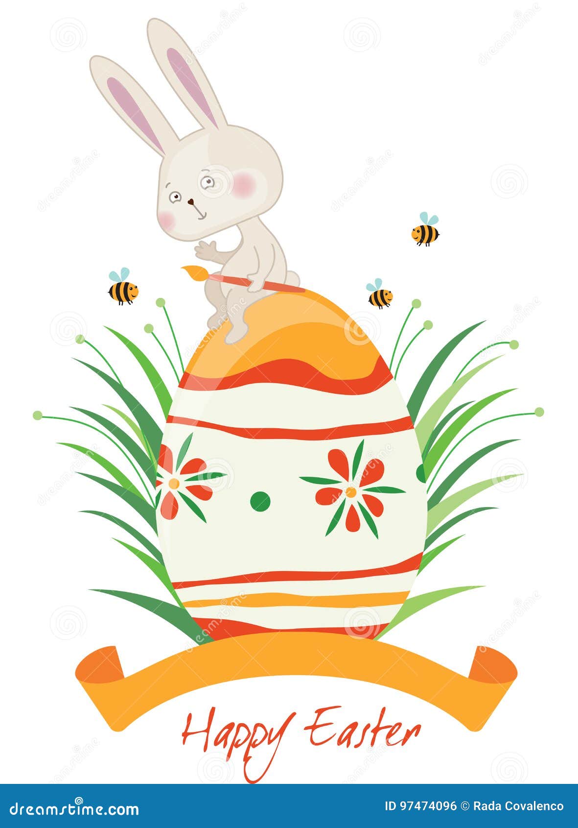 Happy easter rabbit stock vector. Illustration of spring - 97474096