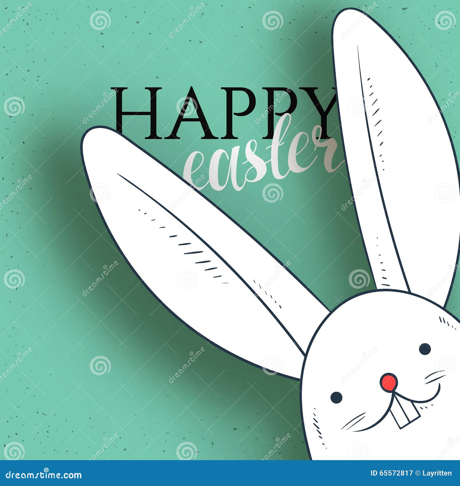 Happy Easter Rabbit Looks And Greeting Calligraphy Easter Bunny Stock