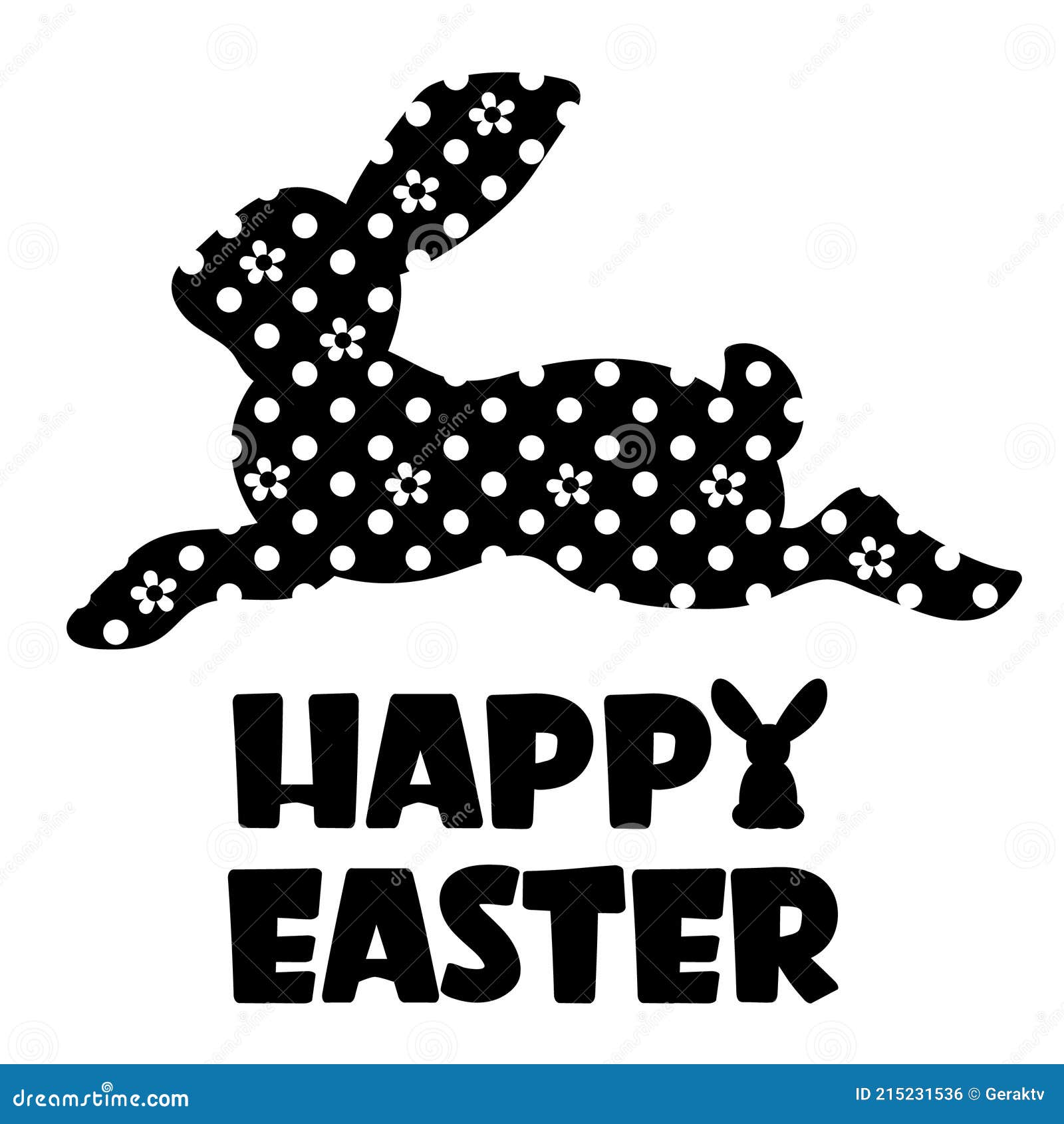 Happy Easter Rabbit Silhouette With Text Happy Easter Calligraphic
