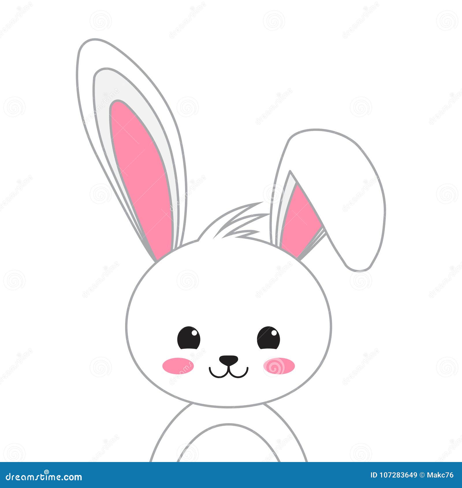 Happy Easter Rabbit, White Cute Bunny Stock Vector - Illustration of ...
