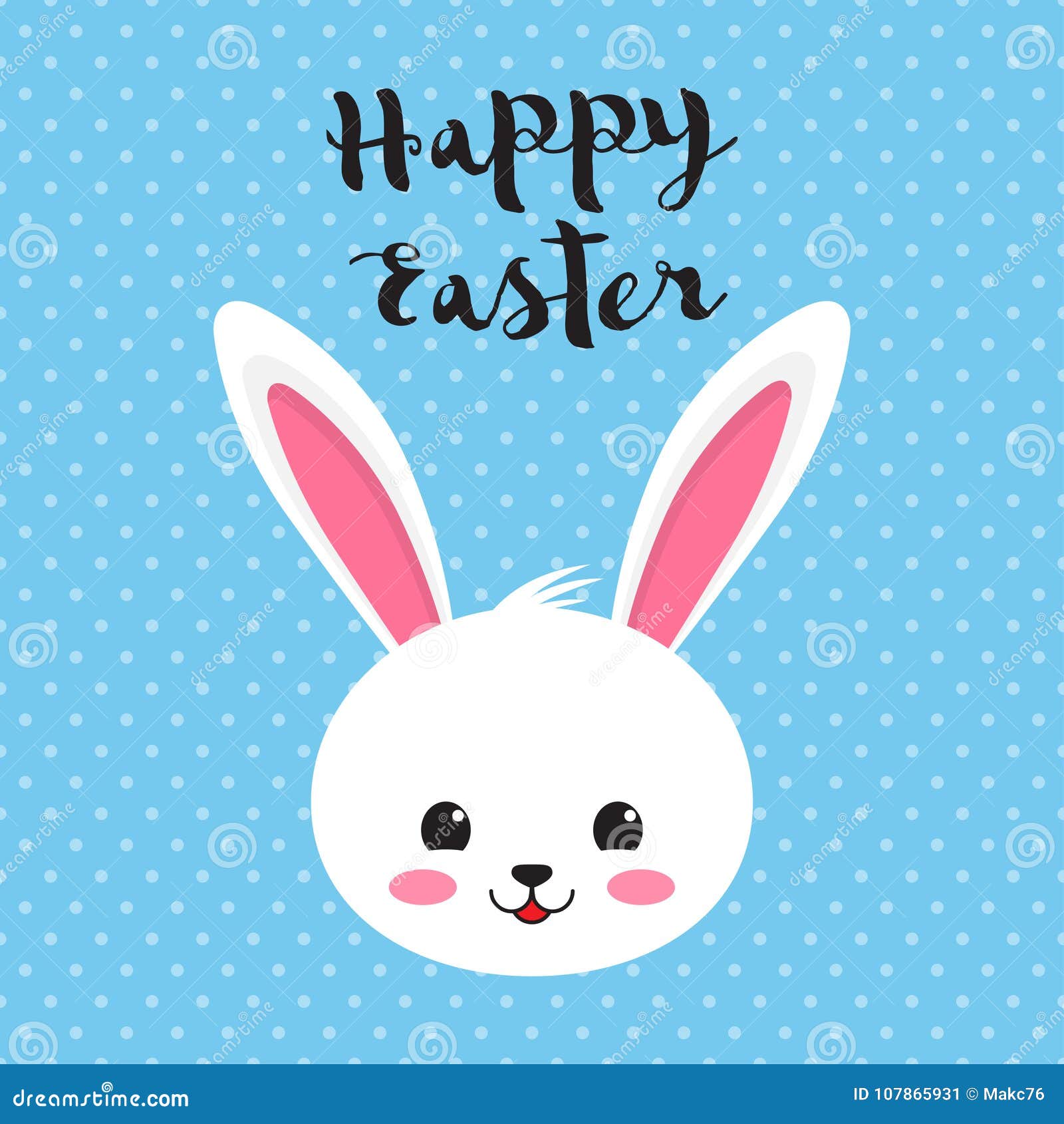 Happy Easter Rabbit, White Cute Bunny Stock Vector - Illustration of ...