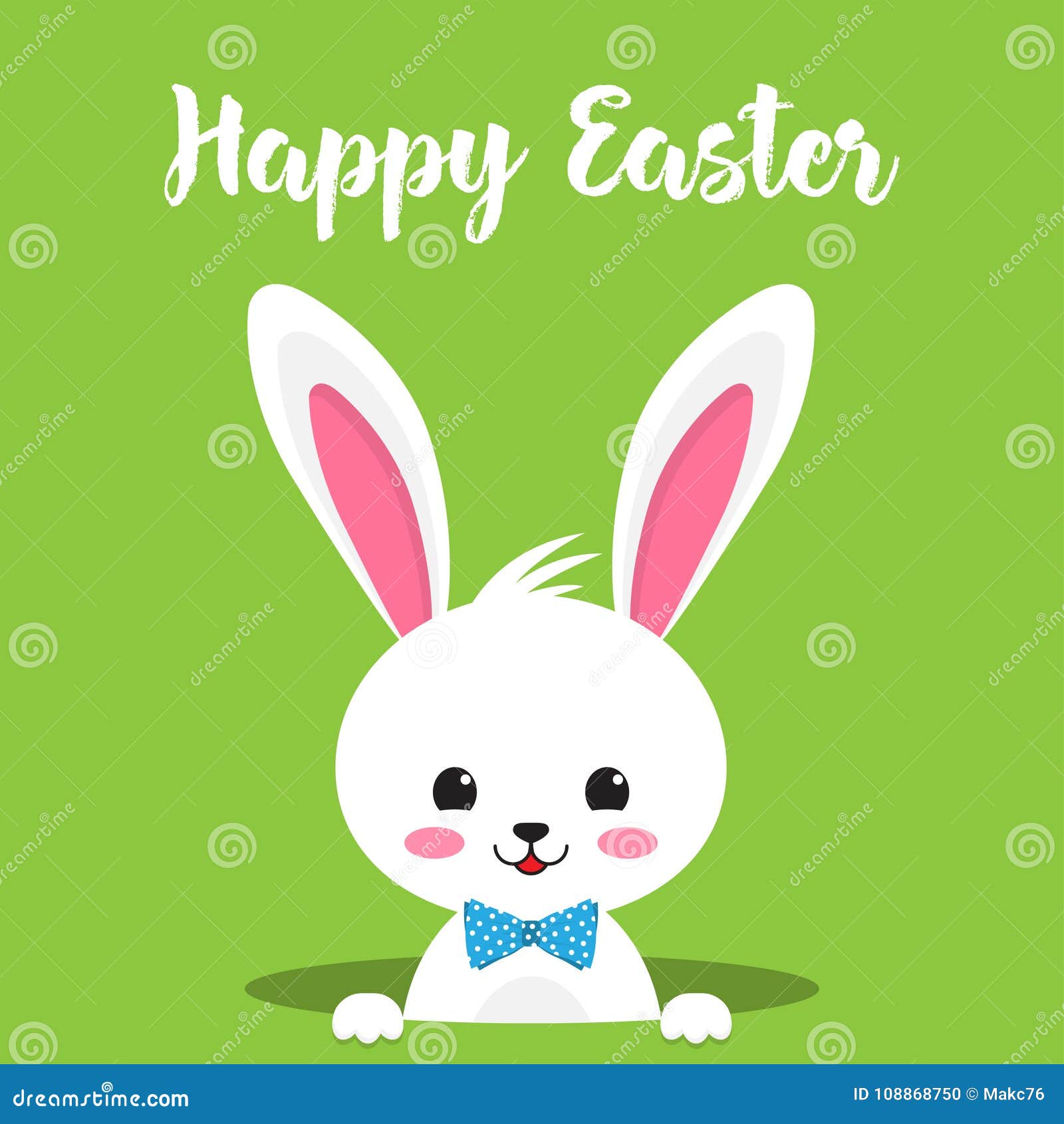 Happy Easter Rabbit, White Cute Bunny Stock Vector - Illustration of ...