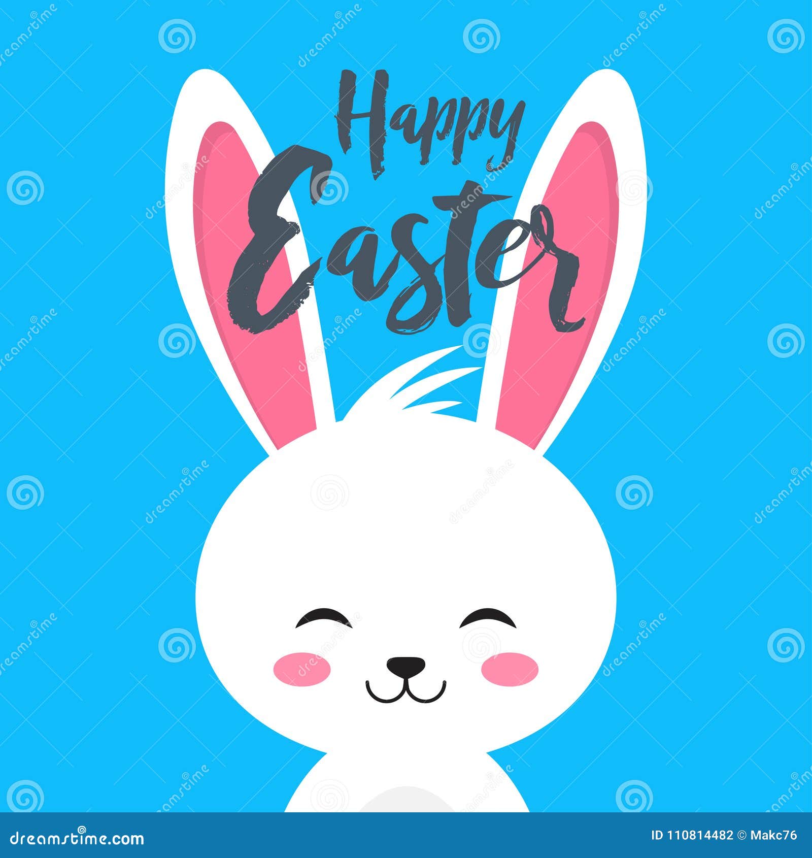Happy Easter Rabbit, White Cute Bunny Stock Vector - Illustration of ...
