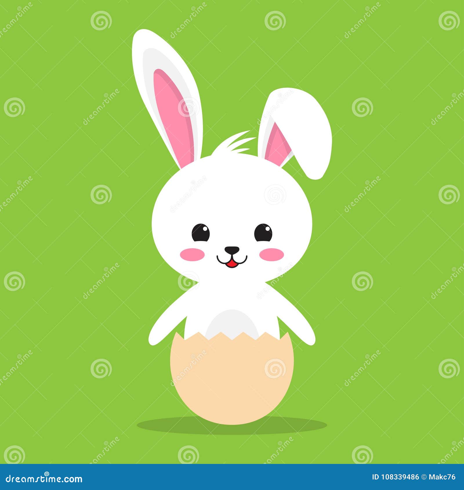 Happy Easter Rabbit, White Cute Bunny Stock Vector - Illustration of ...