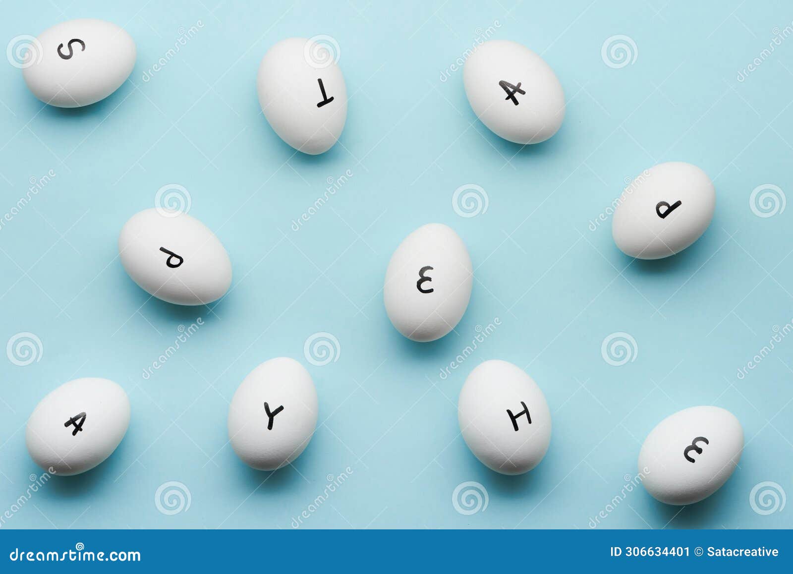 Happy Easter Random Letters Written on White Eggs Stock Image - Image ...