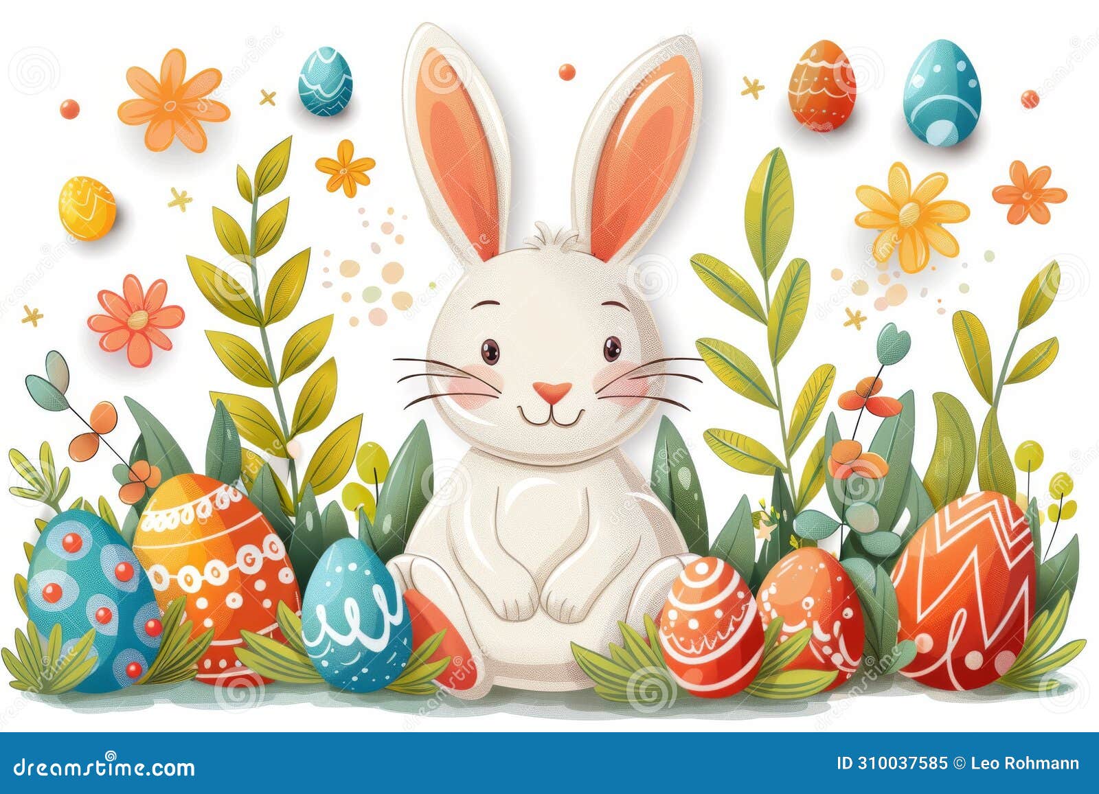 Happy Easter Red Oleander Eggs Chirping Basket. White Spring Cleaning ...