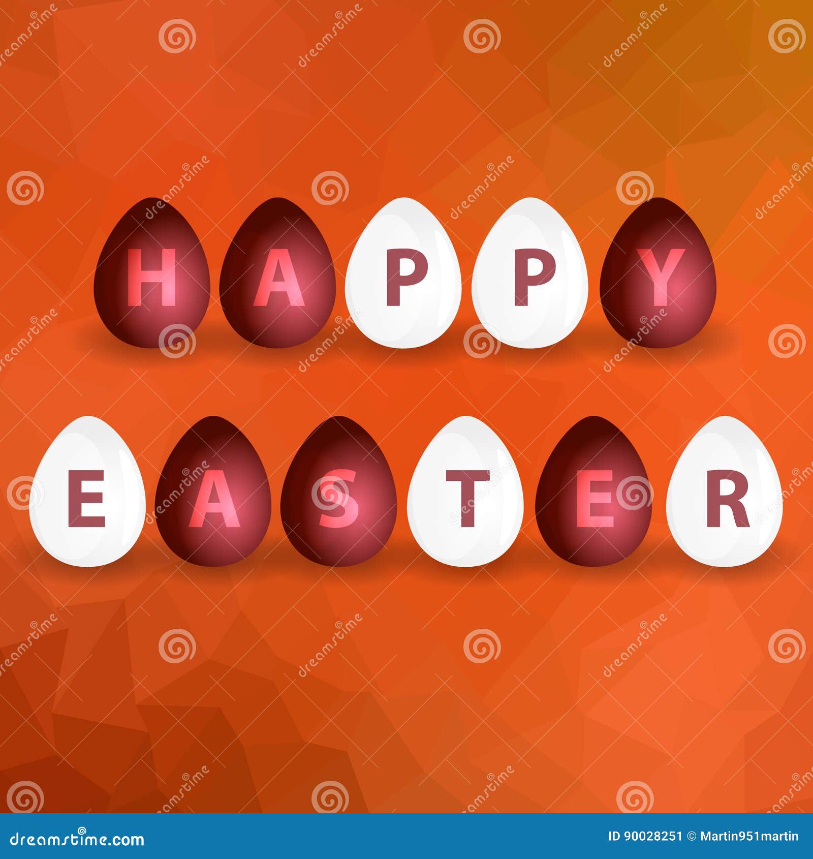 Happy Easter from Red and White Egg on Abstract Low Polygon Paper ...