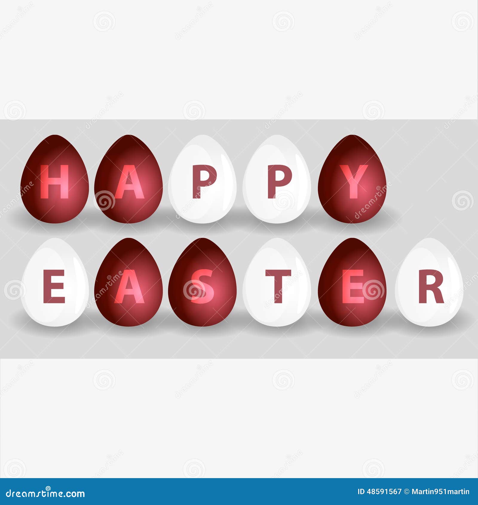 Happy Easter from Red and White Eggs Stock Vector - Illustration of ...