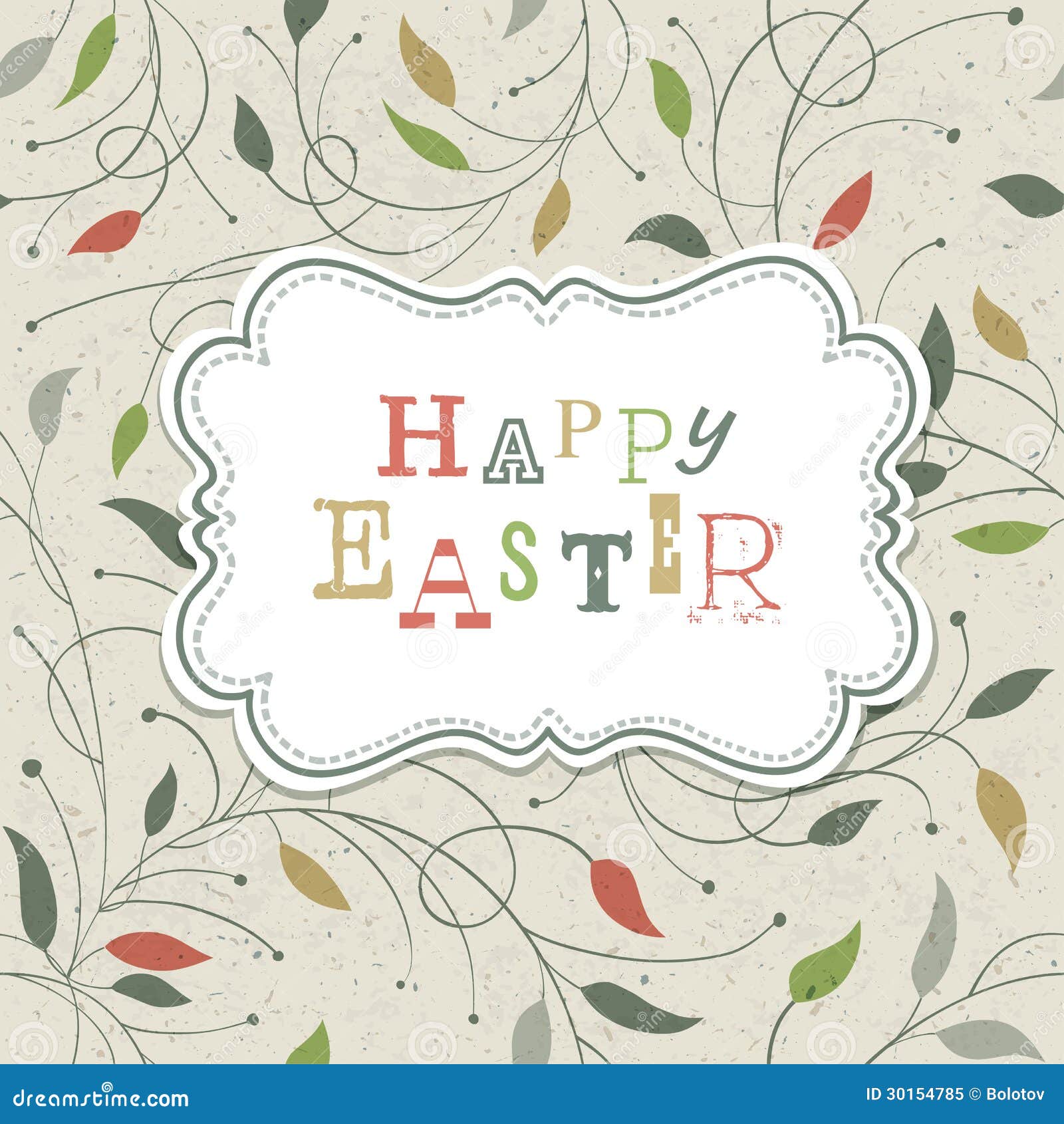 Happy Easter Retro Cute Greeting. Stock Vector - Illustration of ...