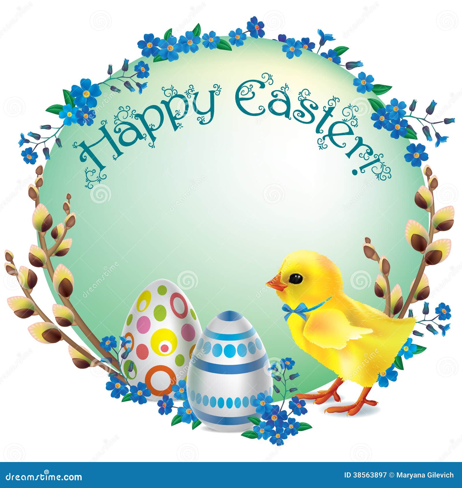Happy Easter Round Vignette Stock Vector - Illustration of chicken ...