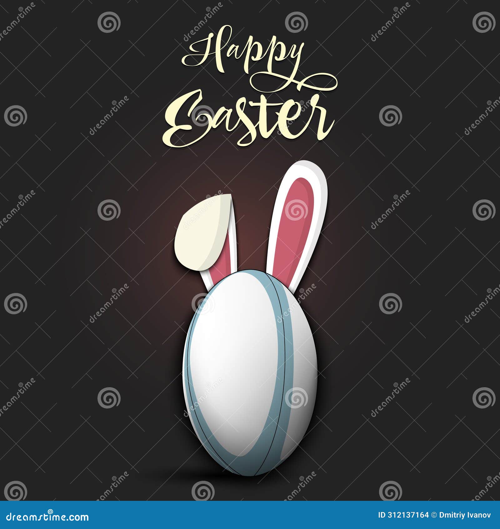 Happy Easter. Rugby Ball with Ears Rabbit Stock Illustration ...