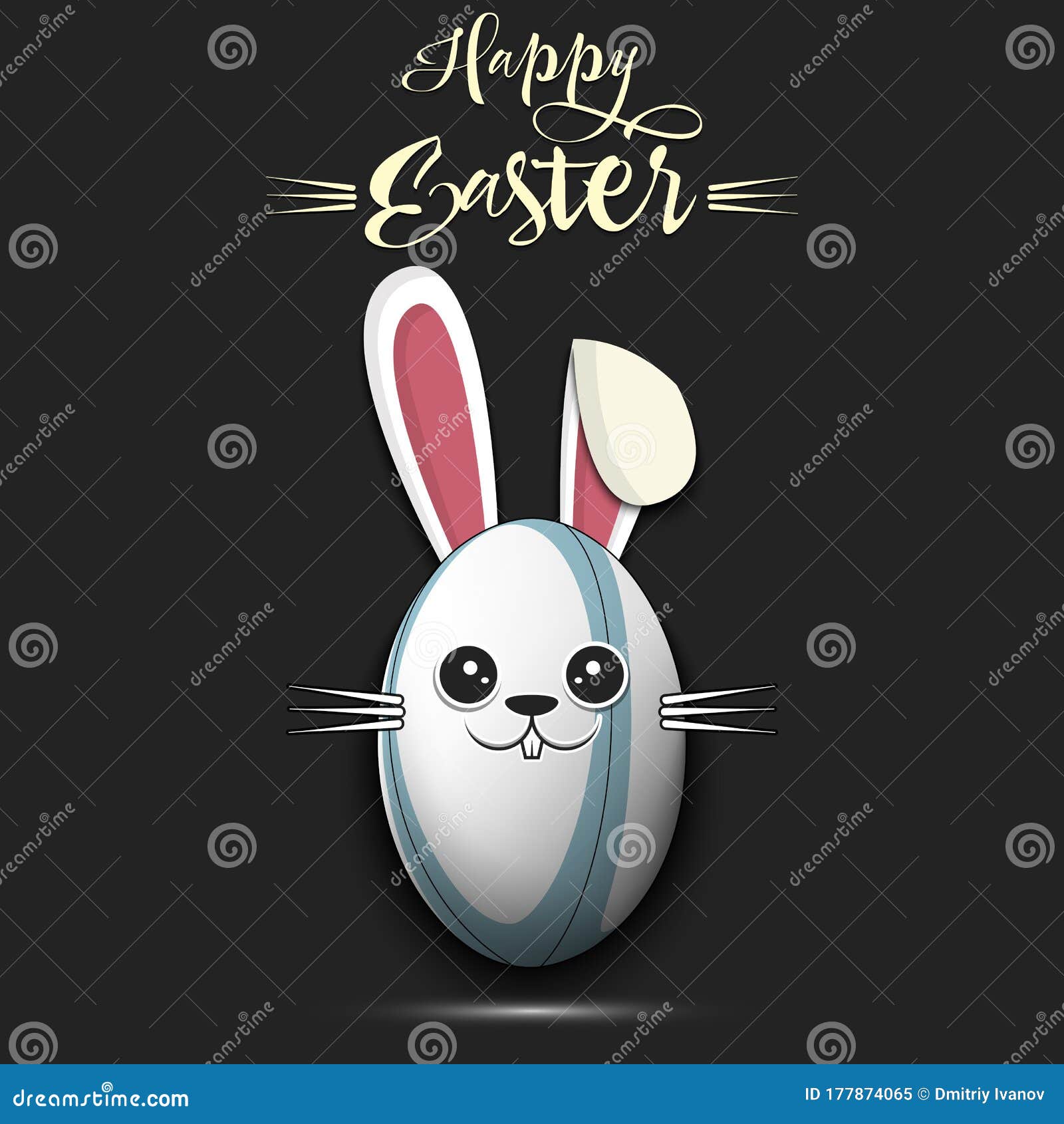 Happy Easter. Rugby Ball Made in the Form of a Rabbit Stock Vector ...