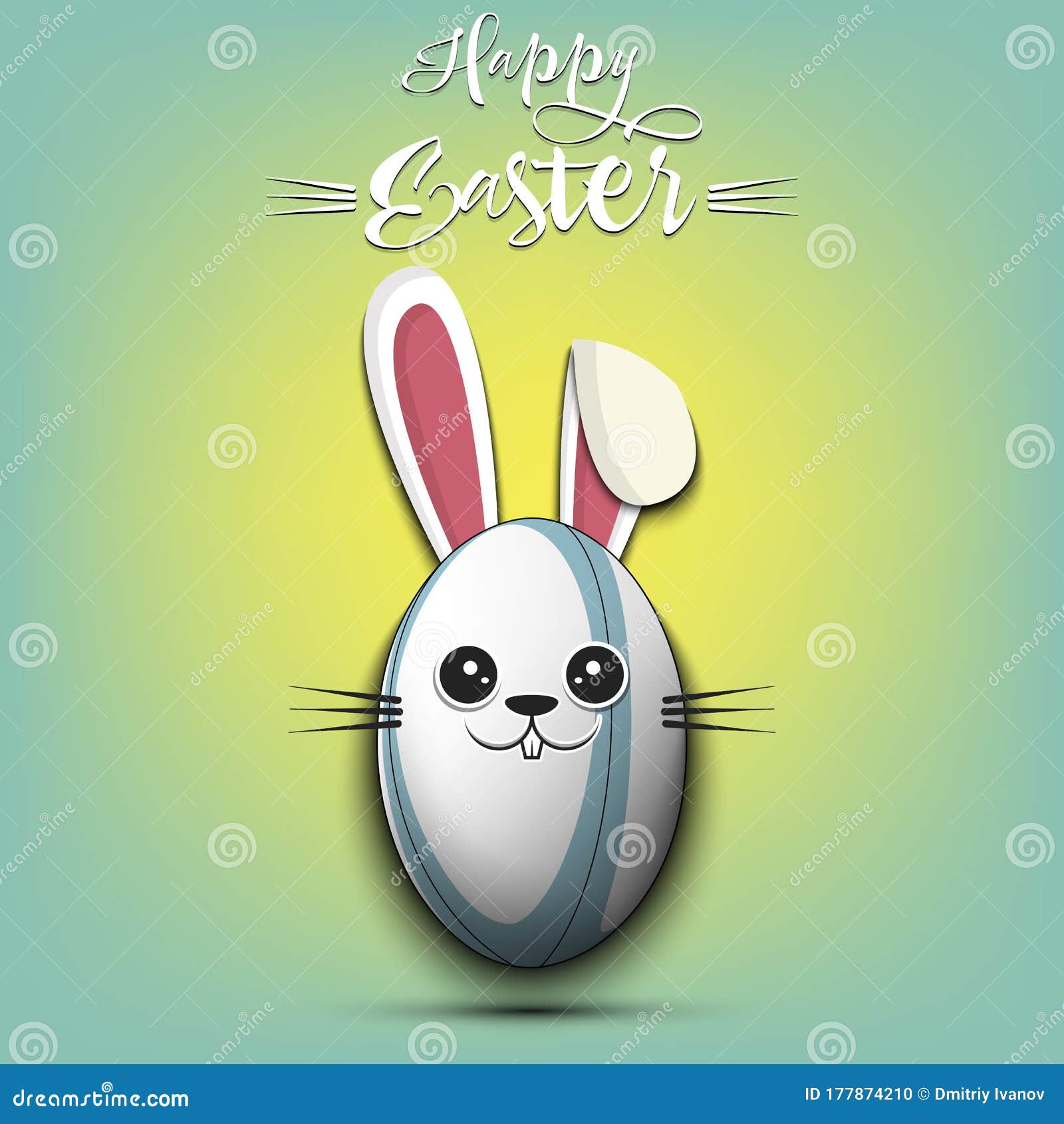Happy Easter. Rugby Ball Made in the Form of a Rabbit Stock Vector ...