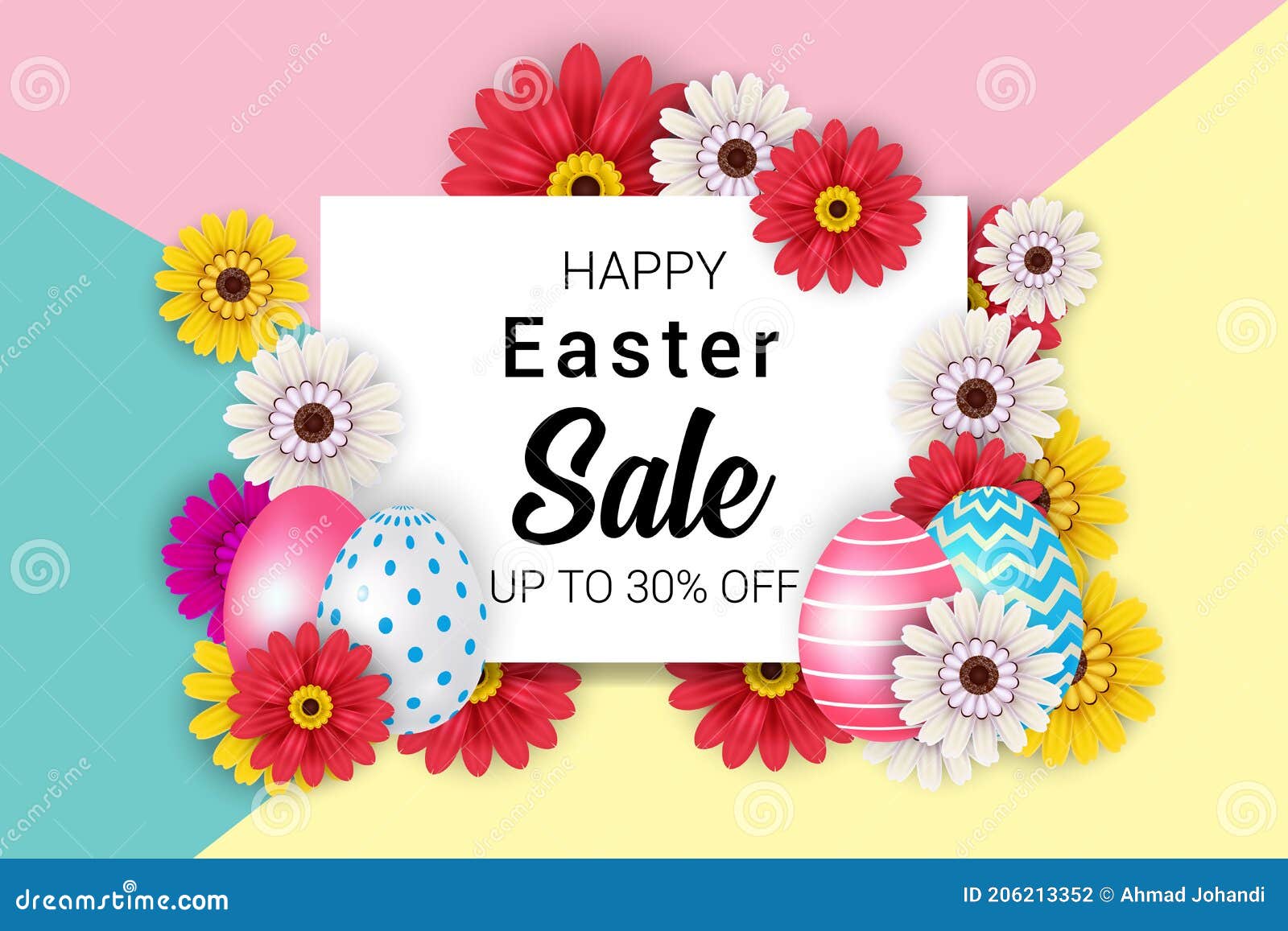 Happy Easter Sale Banner Background Vector Illustration Stock Vector ...