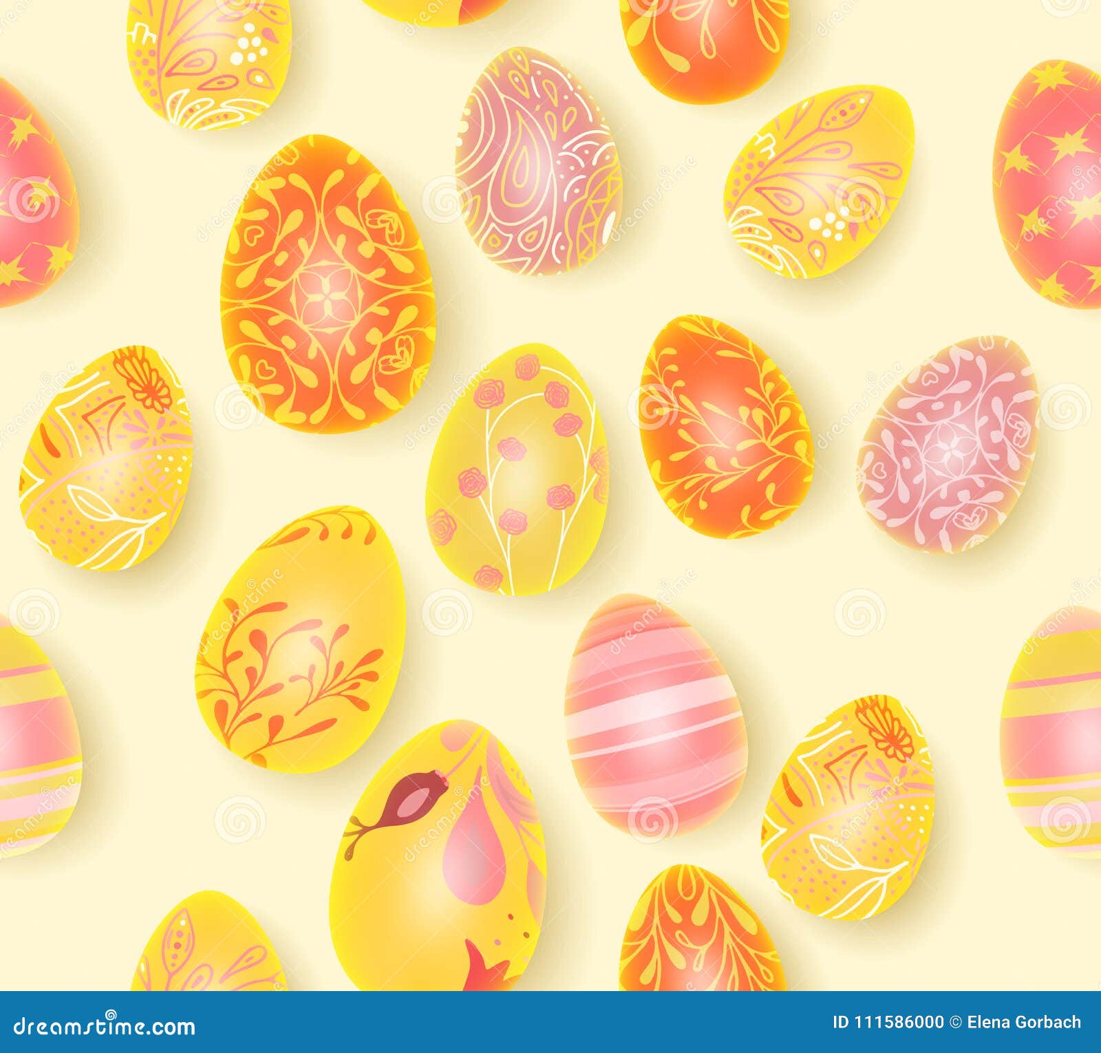 Happy Easter. Seamless Easter Eggs Pattern with Different Texture. 3d ...