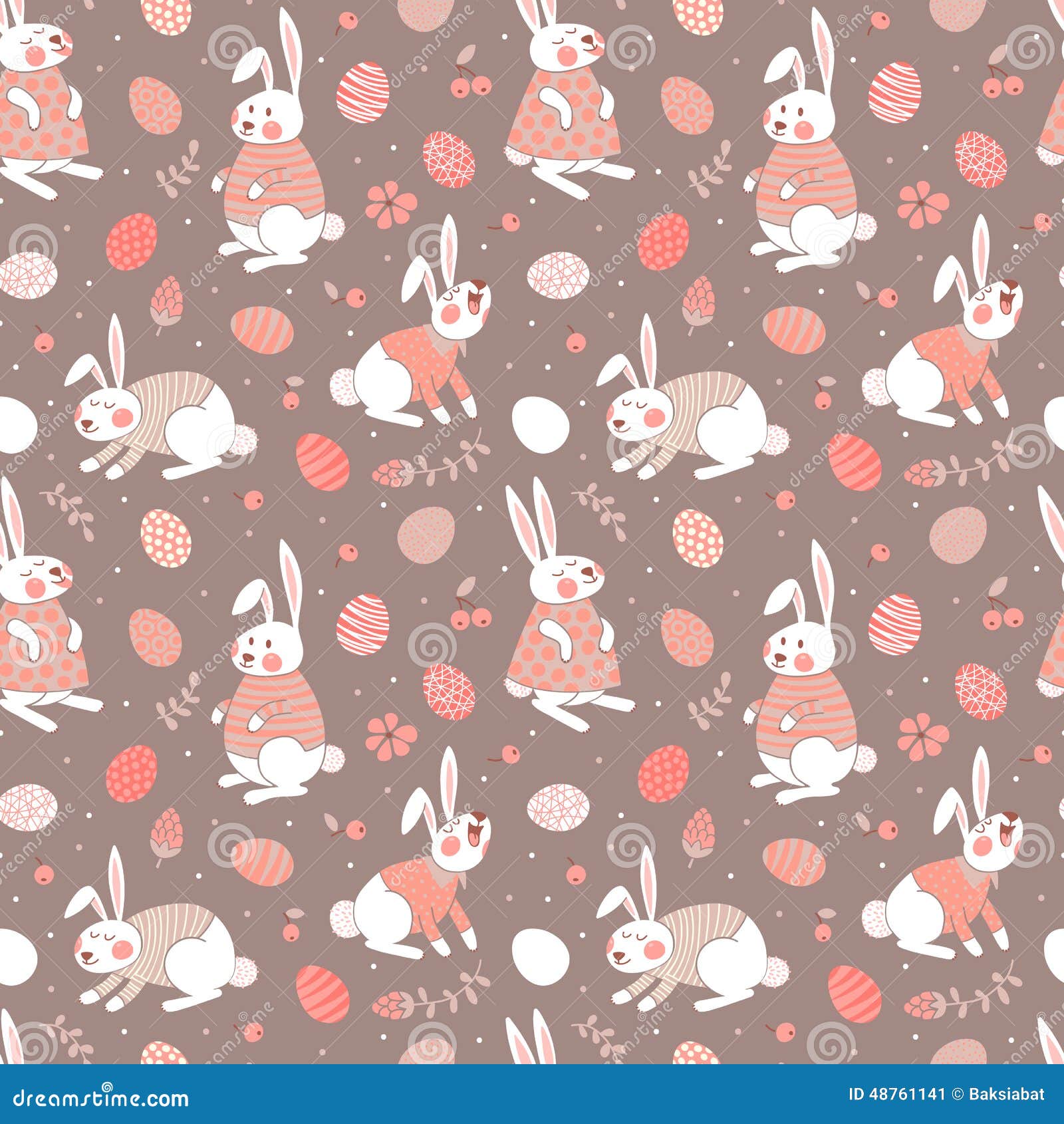 Happy Easter Seamless Pattern with Cute Bunnies Stock Vector ...