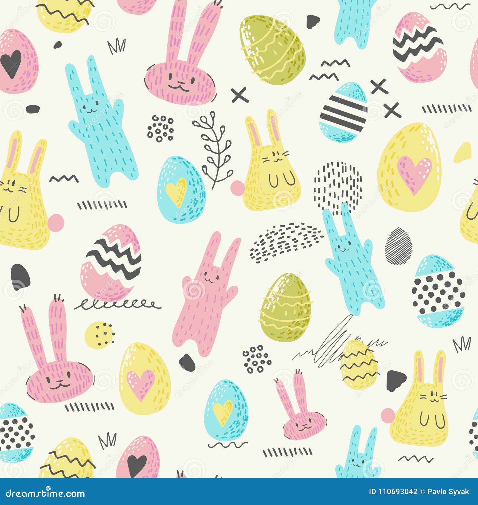 Seamless Easter Pattern With Eegs And Black Leaves Background For ...