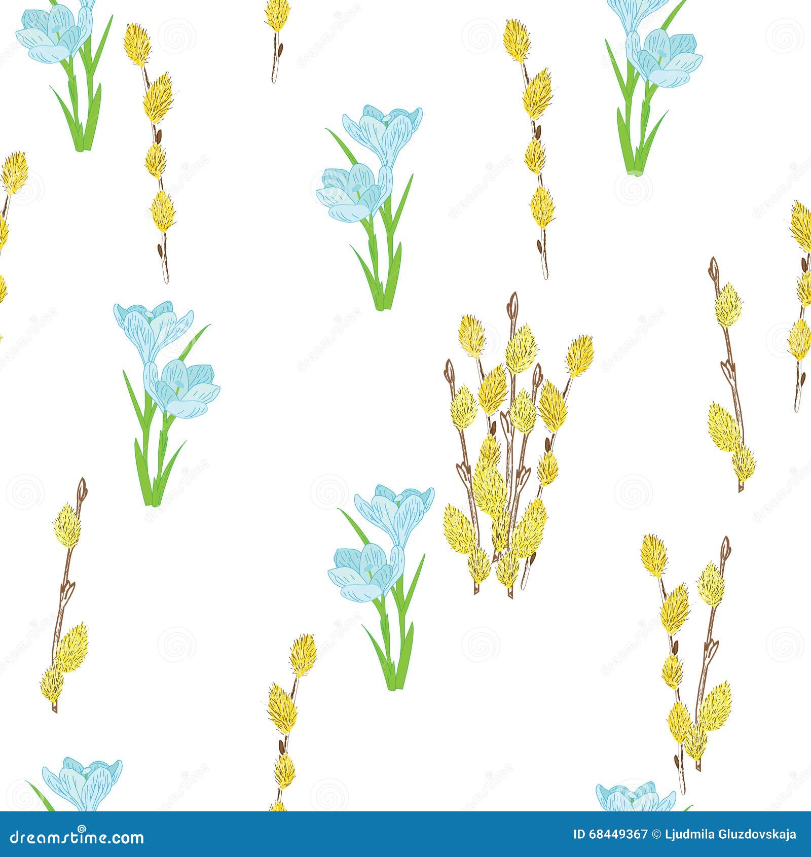 Happy Easter, Seamless Pattern Stock Vector - Illustration of blooming ...