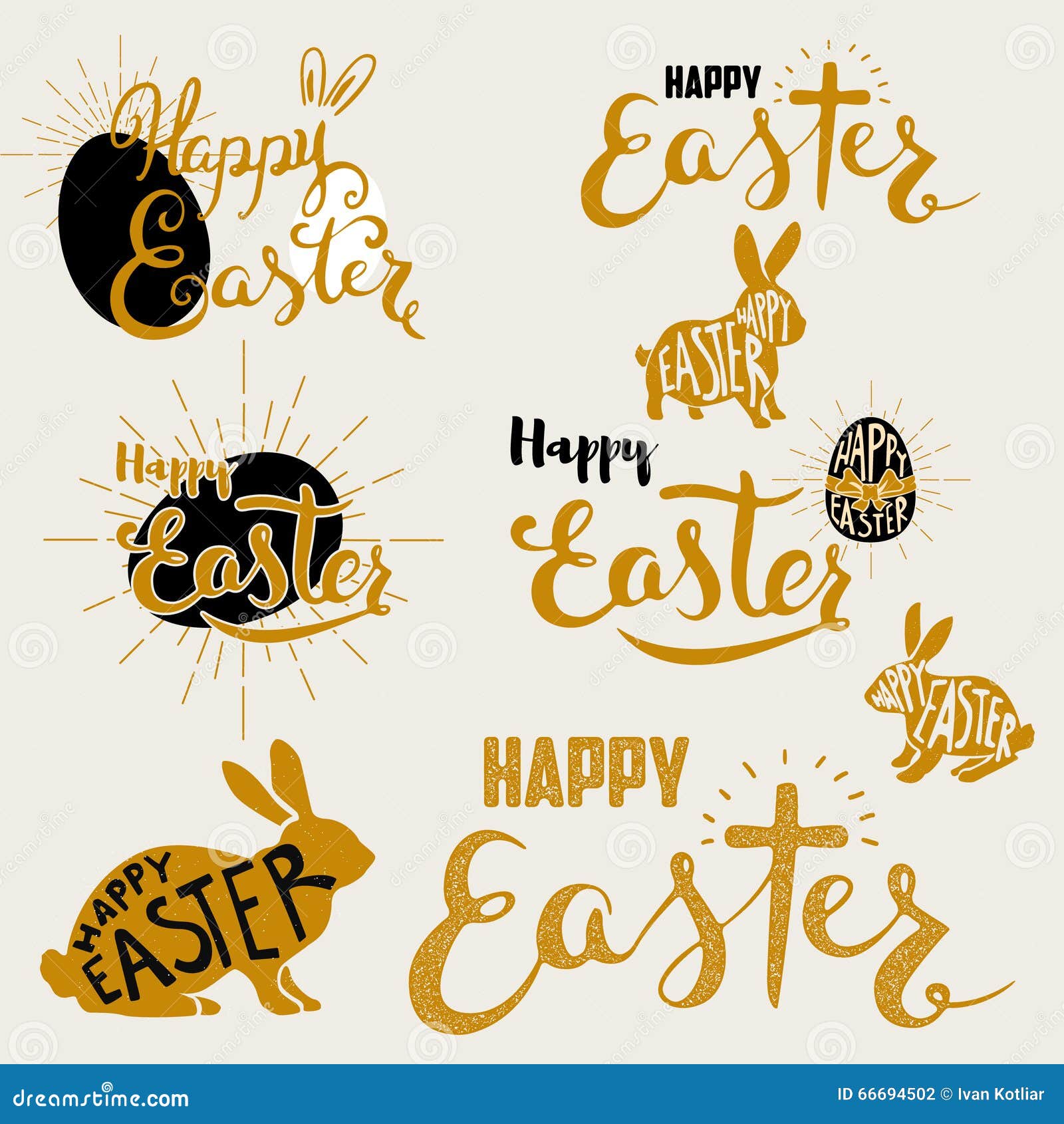 Happy Easter. Set of Labels and Design Elements Stock Vector ...