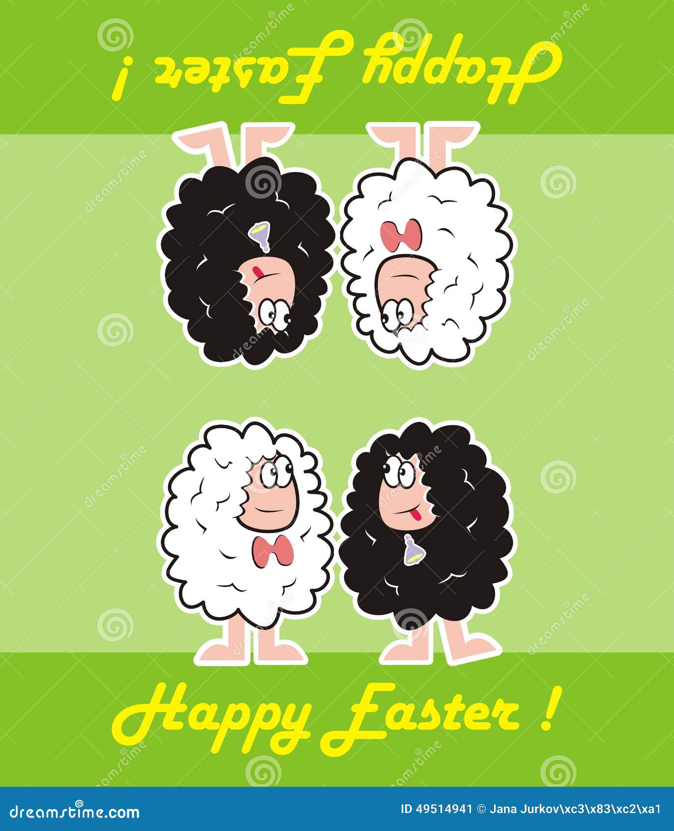 Happy Easter, Sheep, Card, Humorous Vector Illustration Stock Vector ...