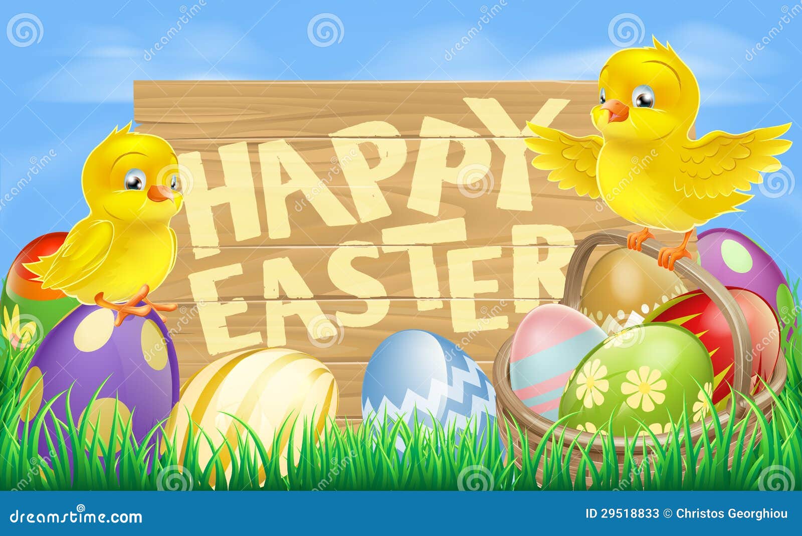 Happy Easter Sign stock vector. Illustration of grass - 29518833