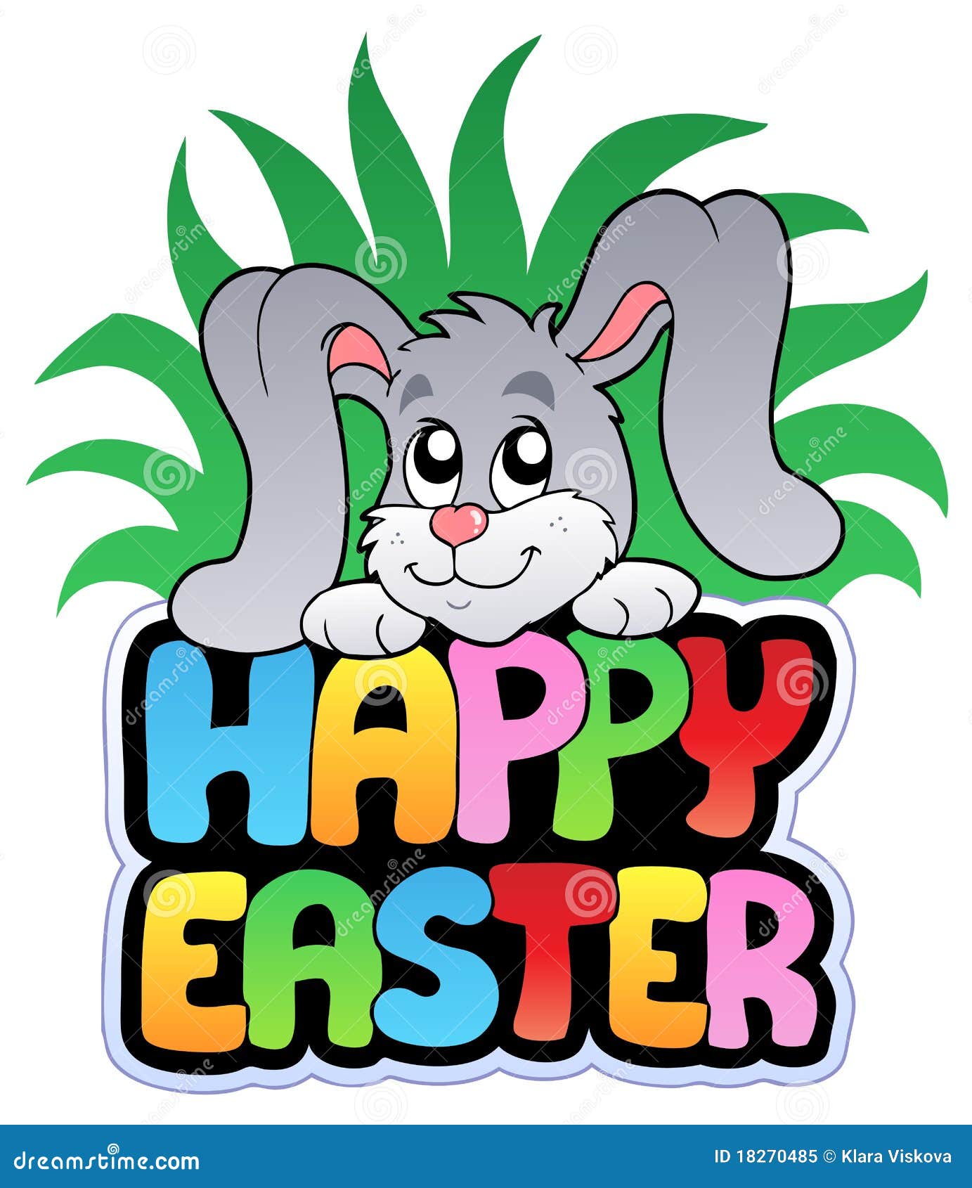 Happy Easter Sign with Cute Bunny Stock Vector - Illustration of ...