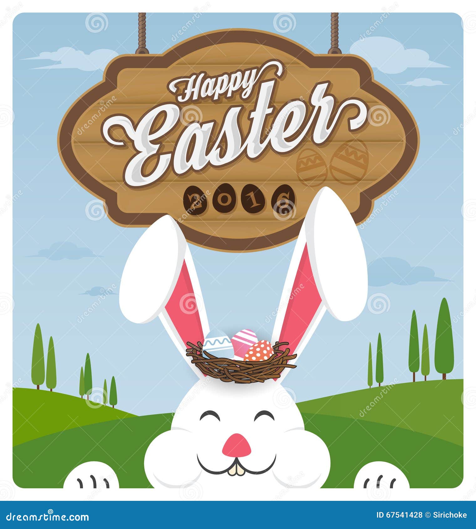 Happy Easter and Smiling Rabbit Stock Vector - Illustration of smile ...