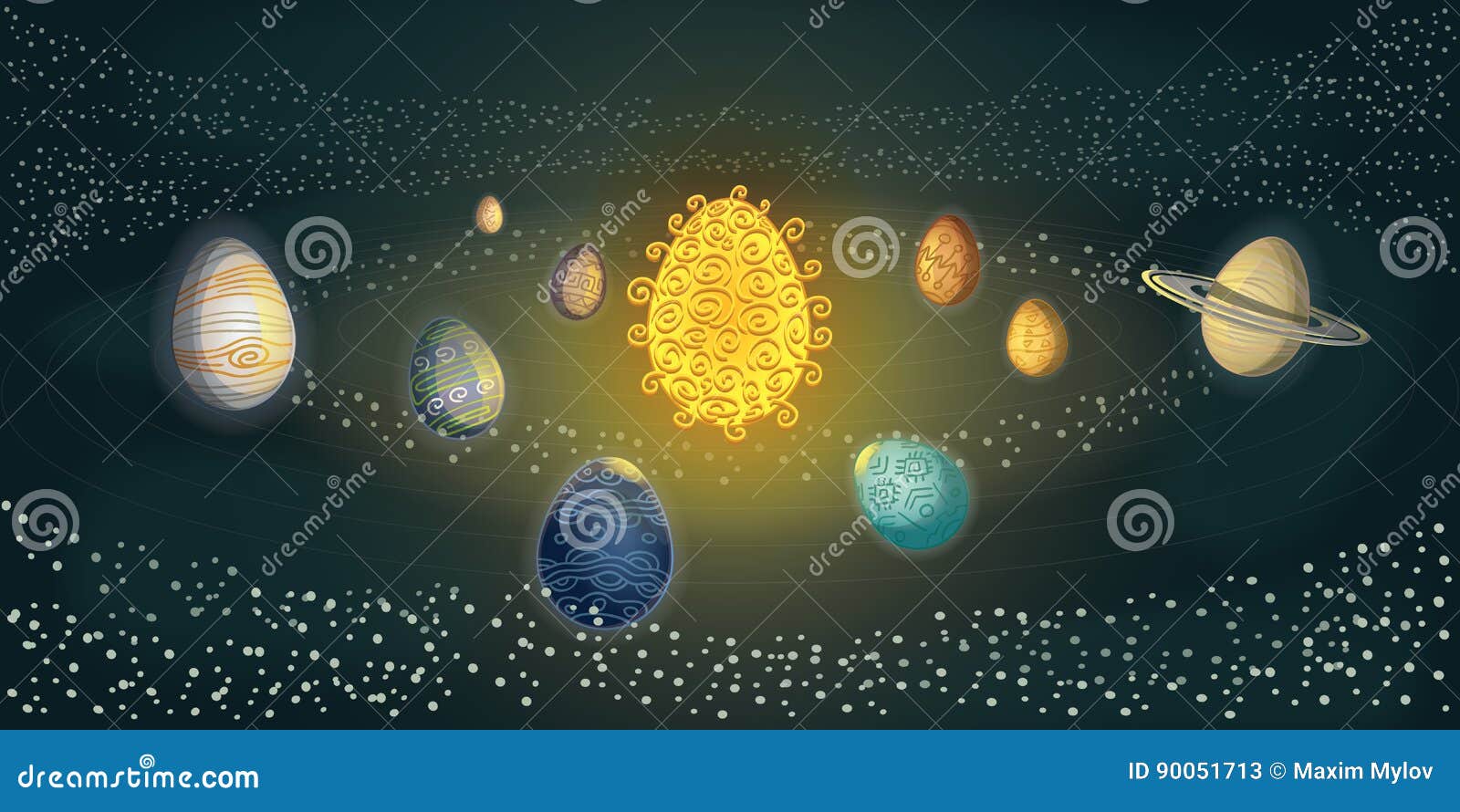 Happy Easter Solar System stock illustration. Illustration of design ...