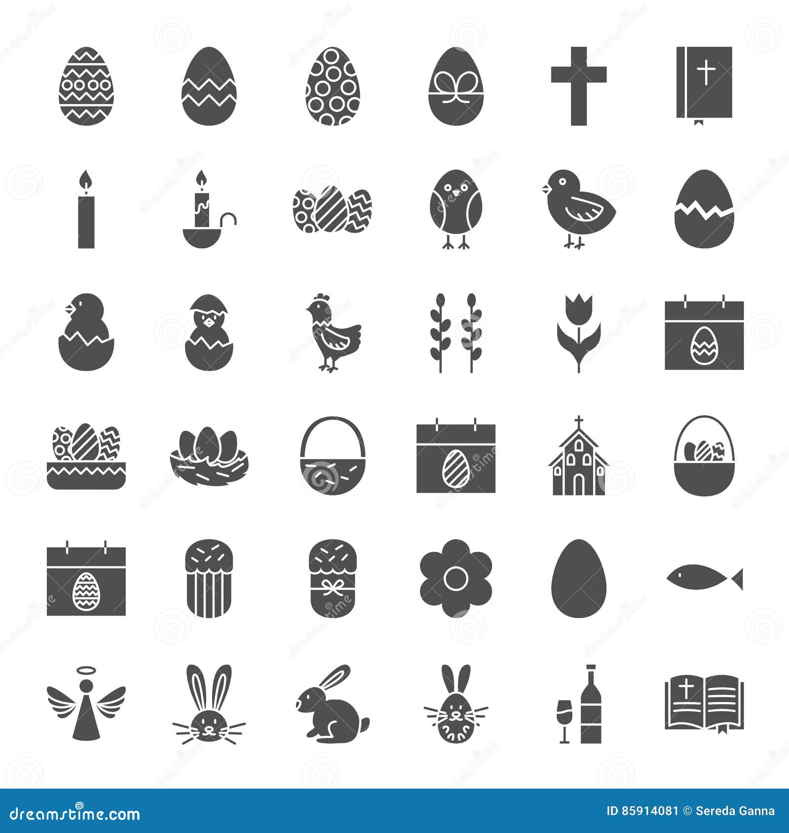 Happy Easter Solid Web Icons Stock Vector - Illustration of icon ...