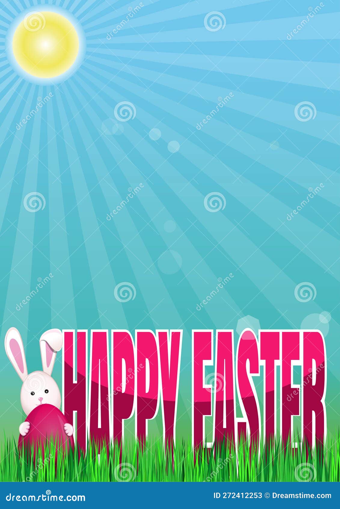 Spring Easter Card with Easter Bunny and Aster Egg Stock Illustration ...