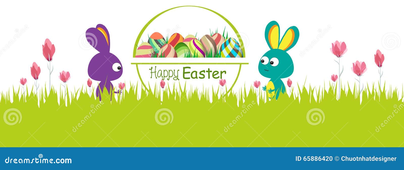 Happy Easter. Spring Banner Stock Illustration - Illustration of garden ...