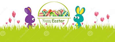 Happy Easter. Spring Banner Stock Illustration - Illustration of garden ...