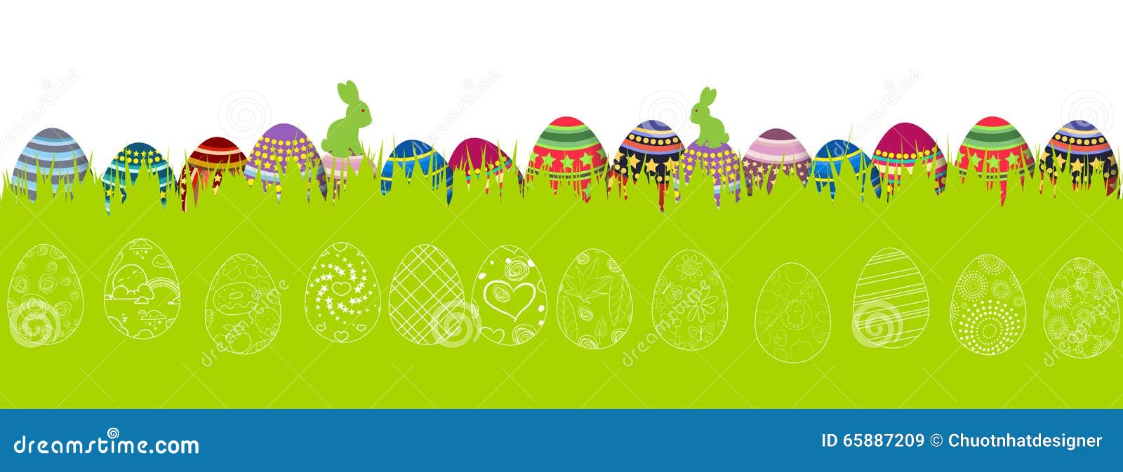 Happy Easter. Spring Banner Stock Illustration - Illustration of bunny ...