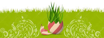 Happy Easter. Spring Banner Stock Illustration - Illustration of grass ...