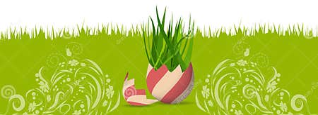 Happy Easter. Spring Banner Stock Illustration - Illustration of grass ...