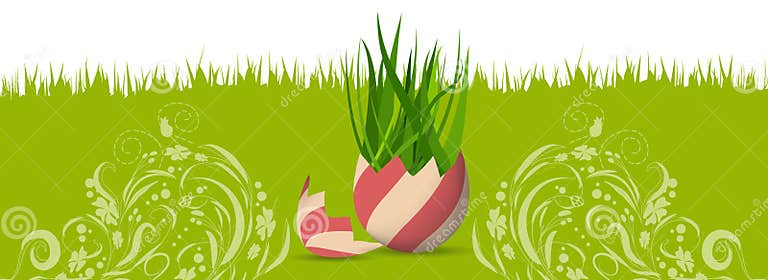 Happy Easter. Spring Banner Stock Illustration - Illustration of grass ...