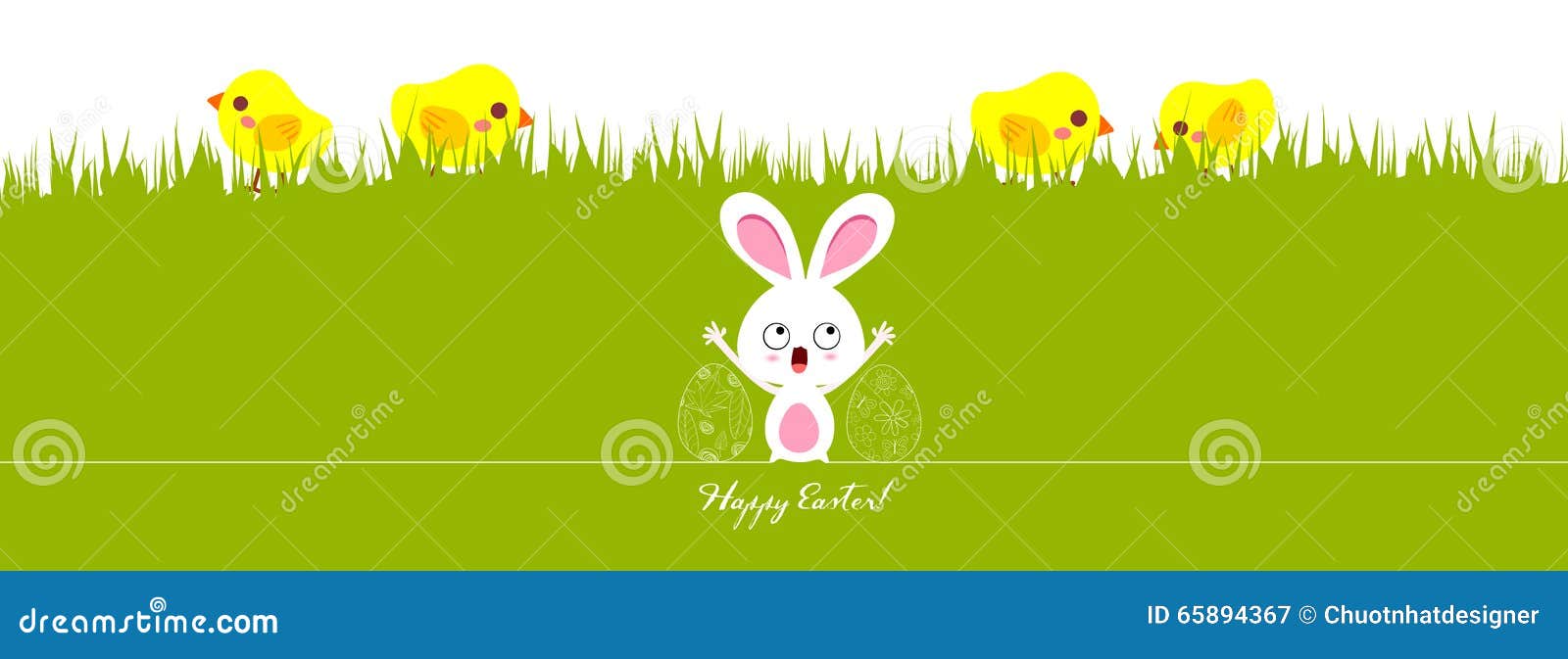 Happy Easter. Spring Banner Stock Illustration - Illustration of rabbit ...
