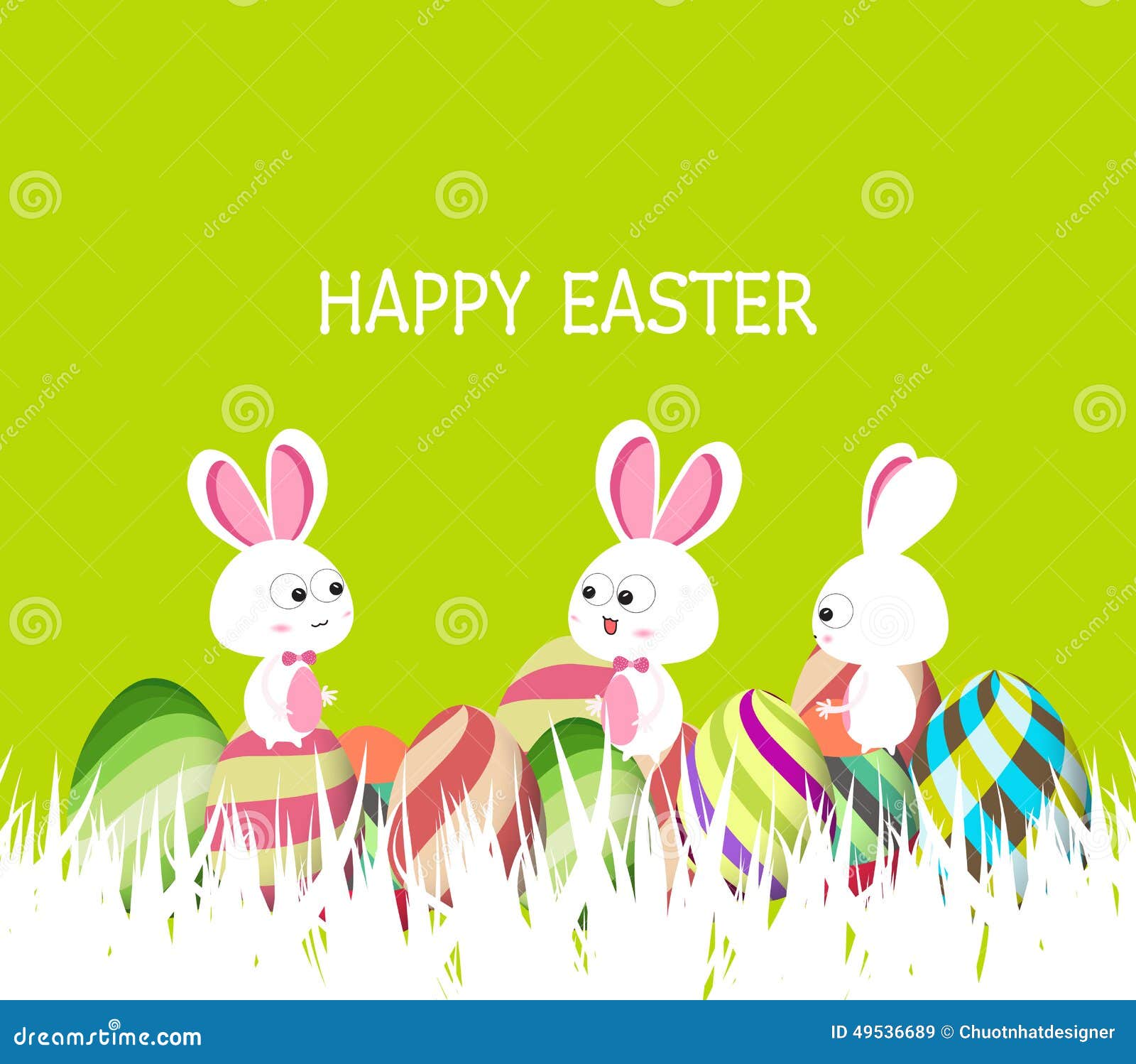 Happy Easter Spring with Eggs and Bunny Background Stock Vector ...