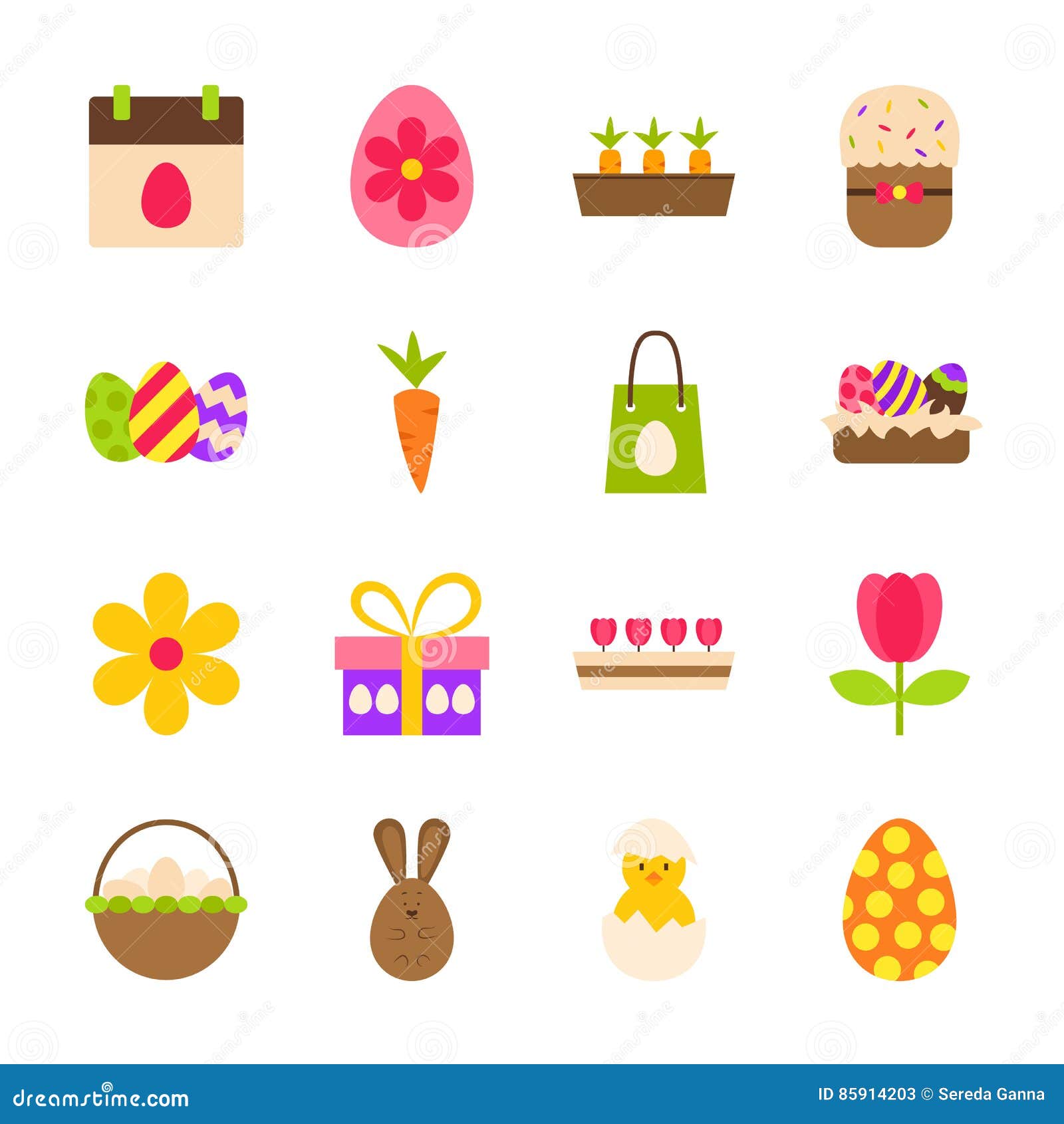Happy Easter Spring Objects Stock Vector - Illustration of celebration ...