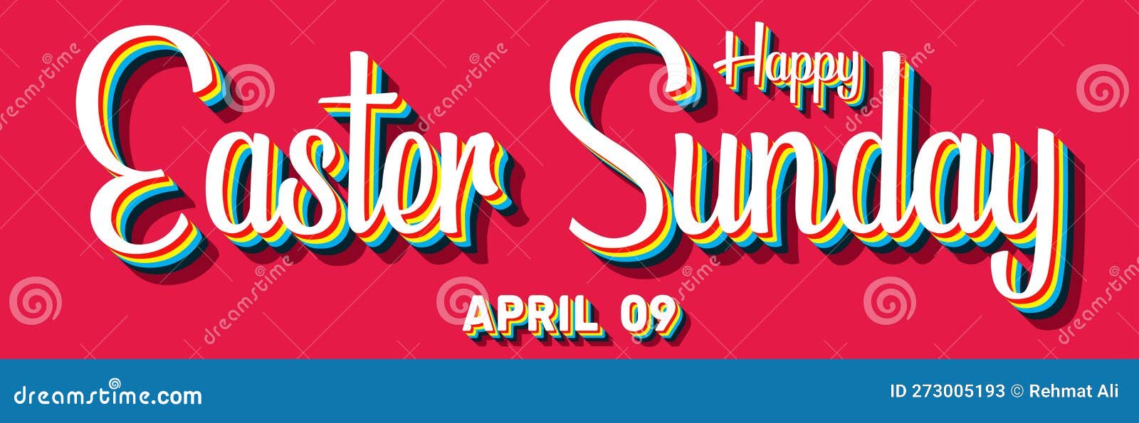 Happy Easter Sunday, April 09. Calendar of April Retro Text Effect ...