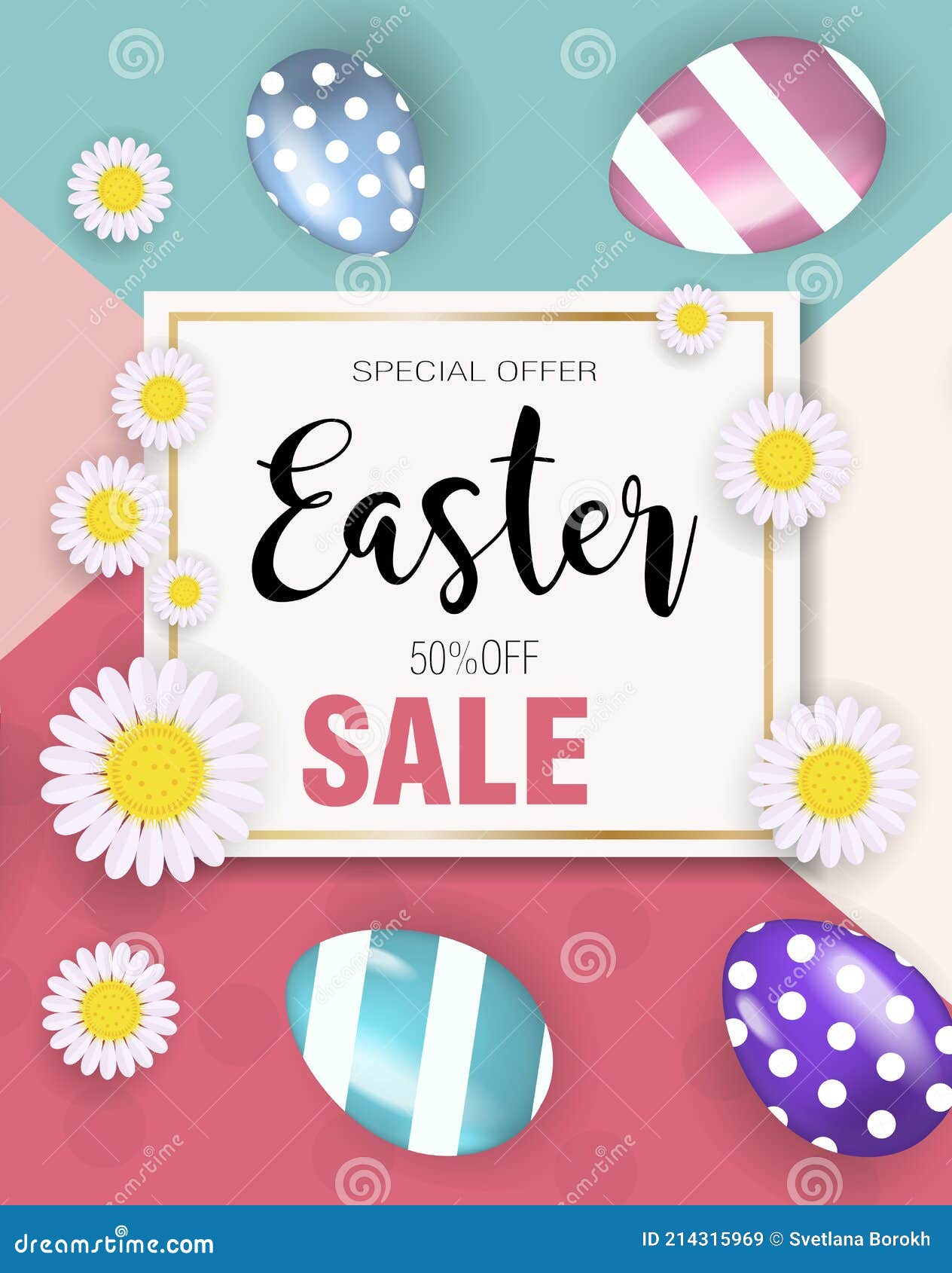 Happy Easter Super Offer, Discounts, Promotion with Realistic Colored ...