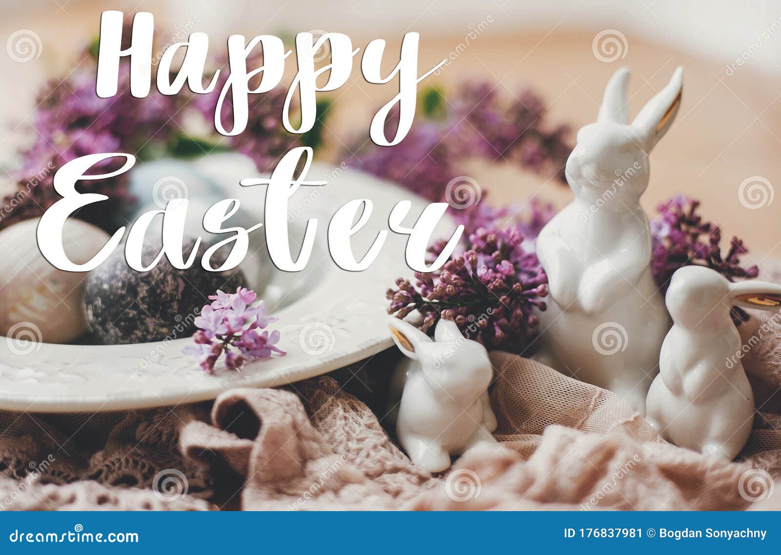 Happy Easter Text. Easter Greetings Card Stock Image - Image of hunt ...
