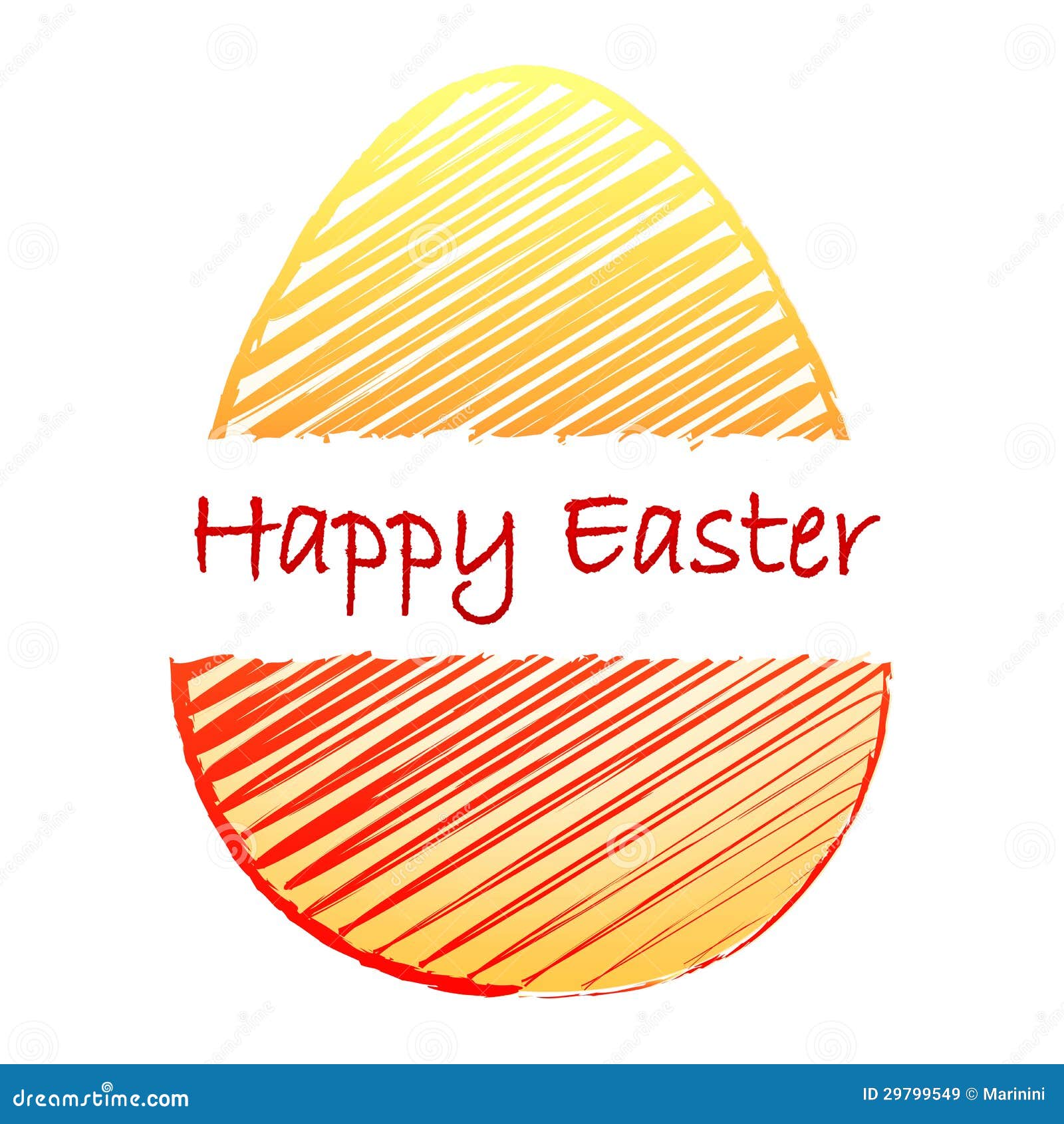 Happy Easter and Striped Yellow Red Egg Stock Illustration ...