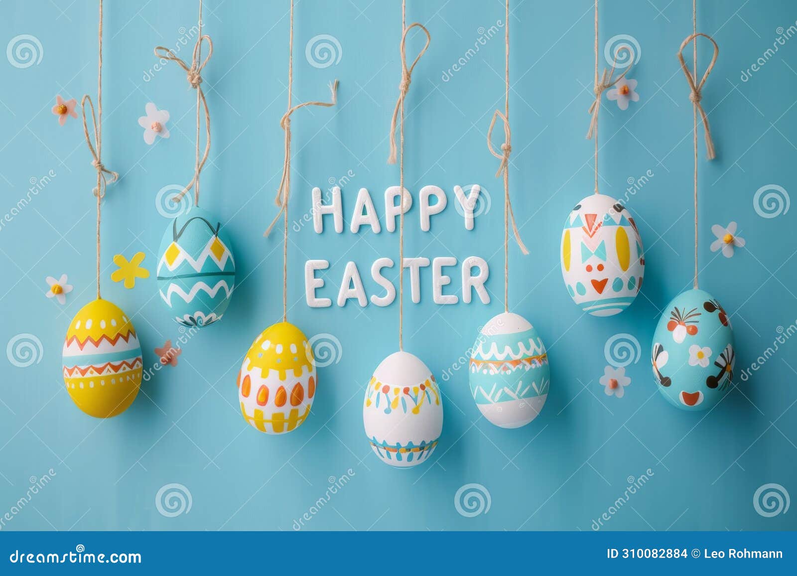 Happy Easter Texture Mapping Eggs Green Grass Basket. White Easter ...