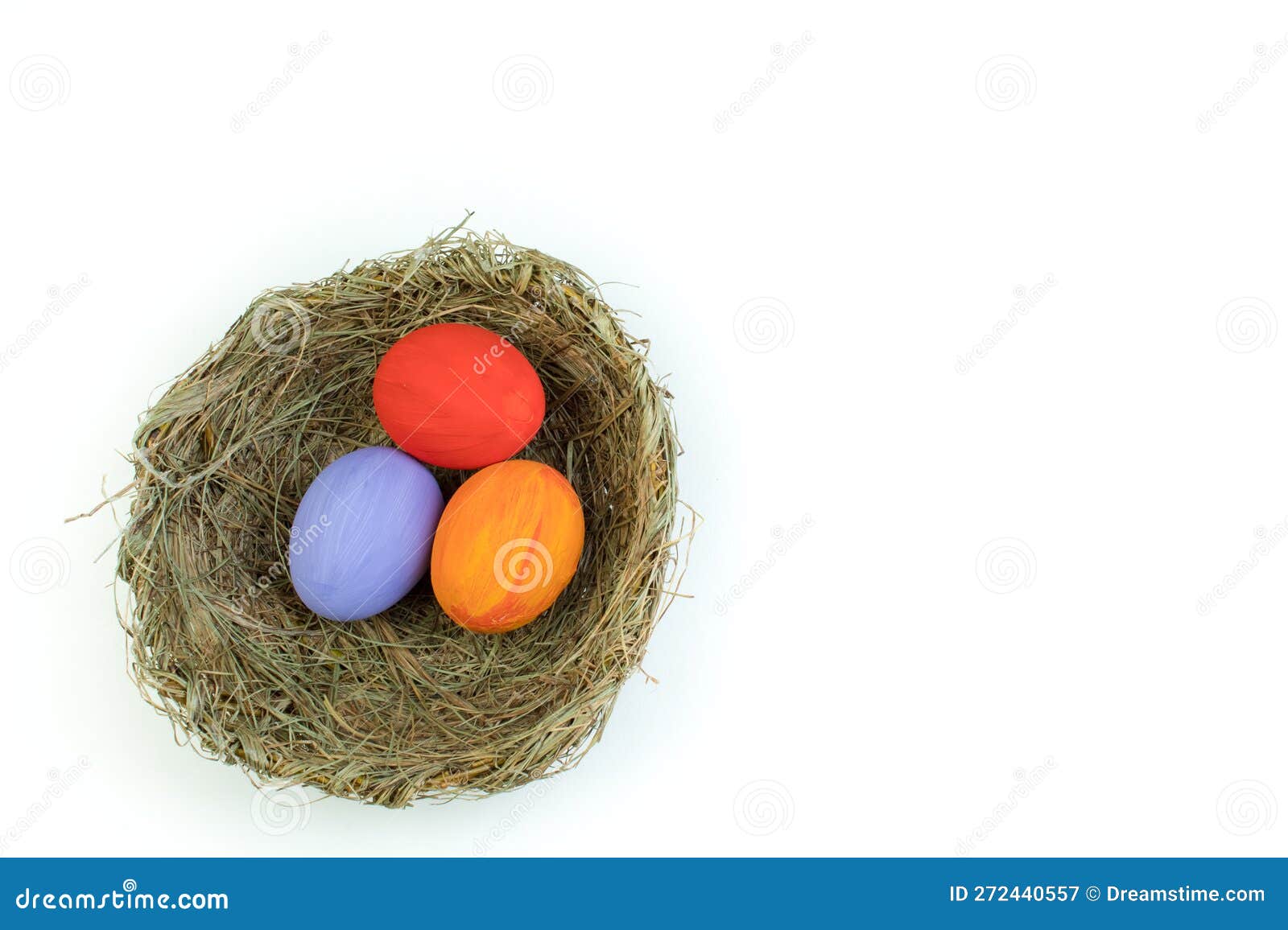Happy Easter. Top View of Nest with Colorful Eggs, Isolated on White ...
